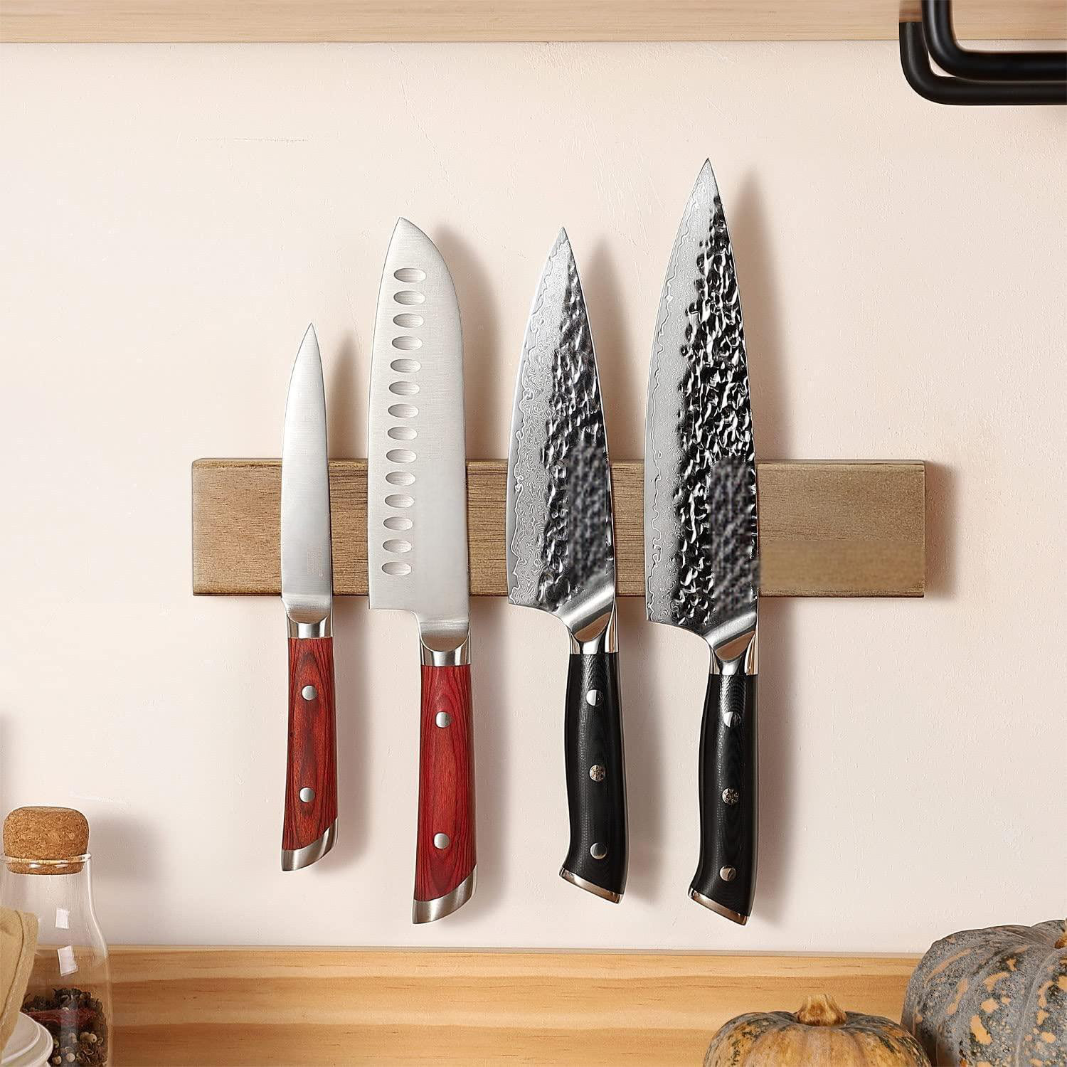 ColorLife Magnetic Knife Holder For Wall 11.75 Inch Acacia Wood Knife ...