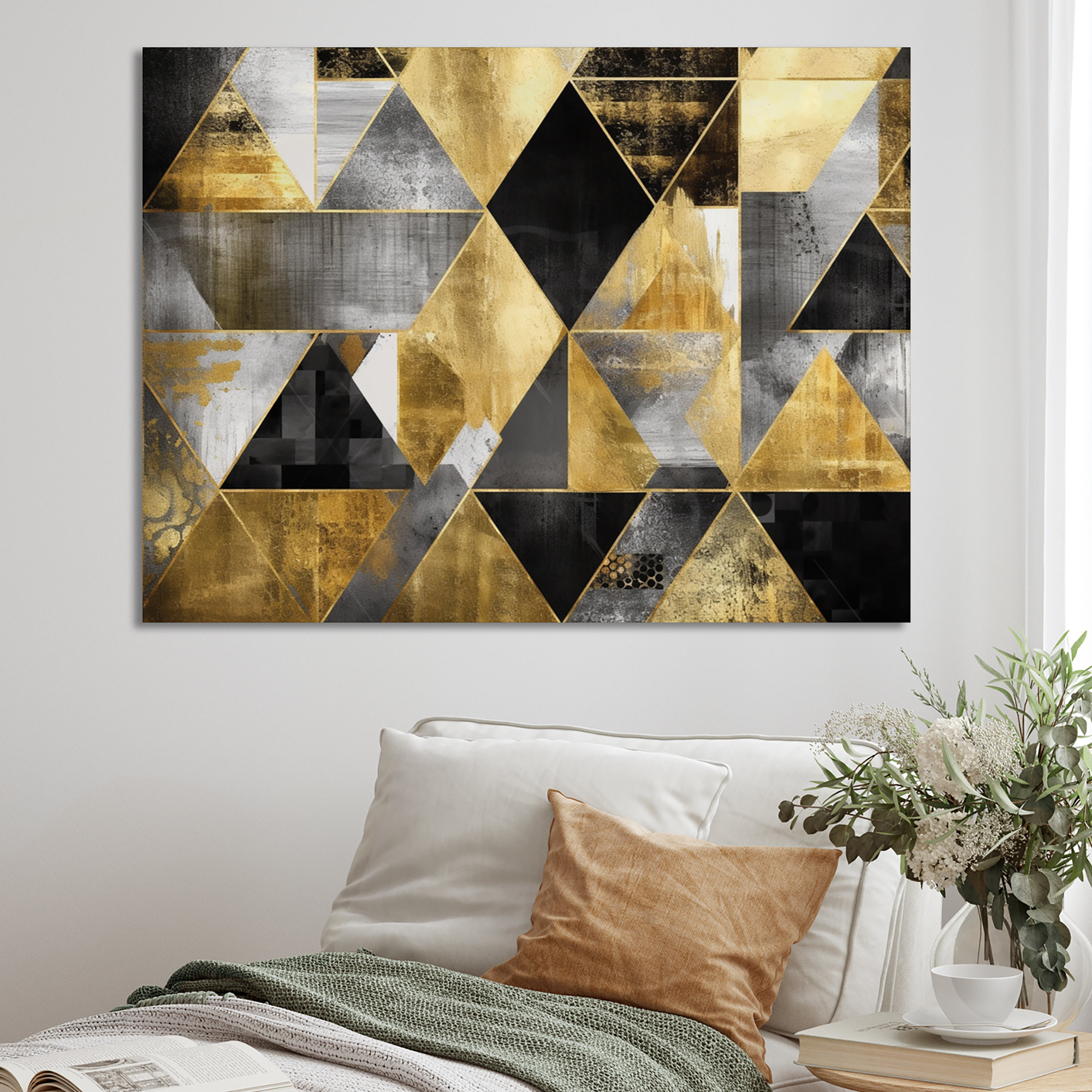 Mercer41 Gold Geometric Order II - Modern Geometric Canvas Wall Art ...