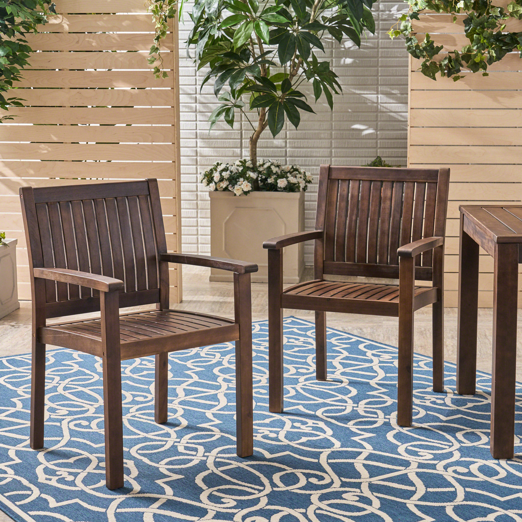 Lark Manor Rustic Dining Chair Of 2 - Wood Chairs With Allure And Slat ...