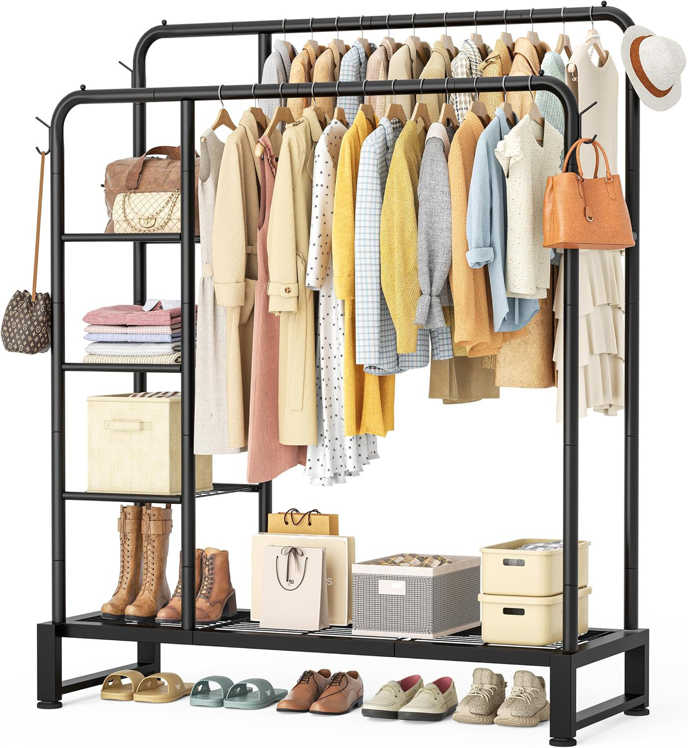 Rebrilliant Double Pole Clothes Hanger And Clothing Rack | Wayfair