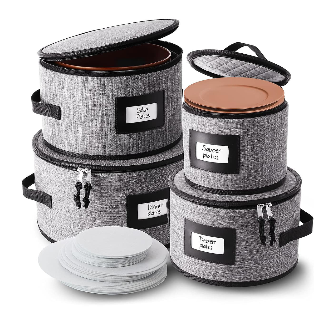 VEROSAL 4 - Piece Hard Shell Fine China Storage Containers: Quilted and ...