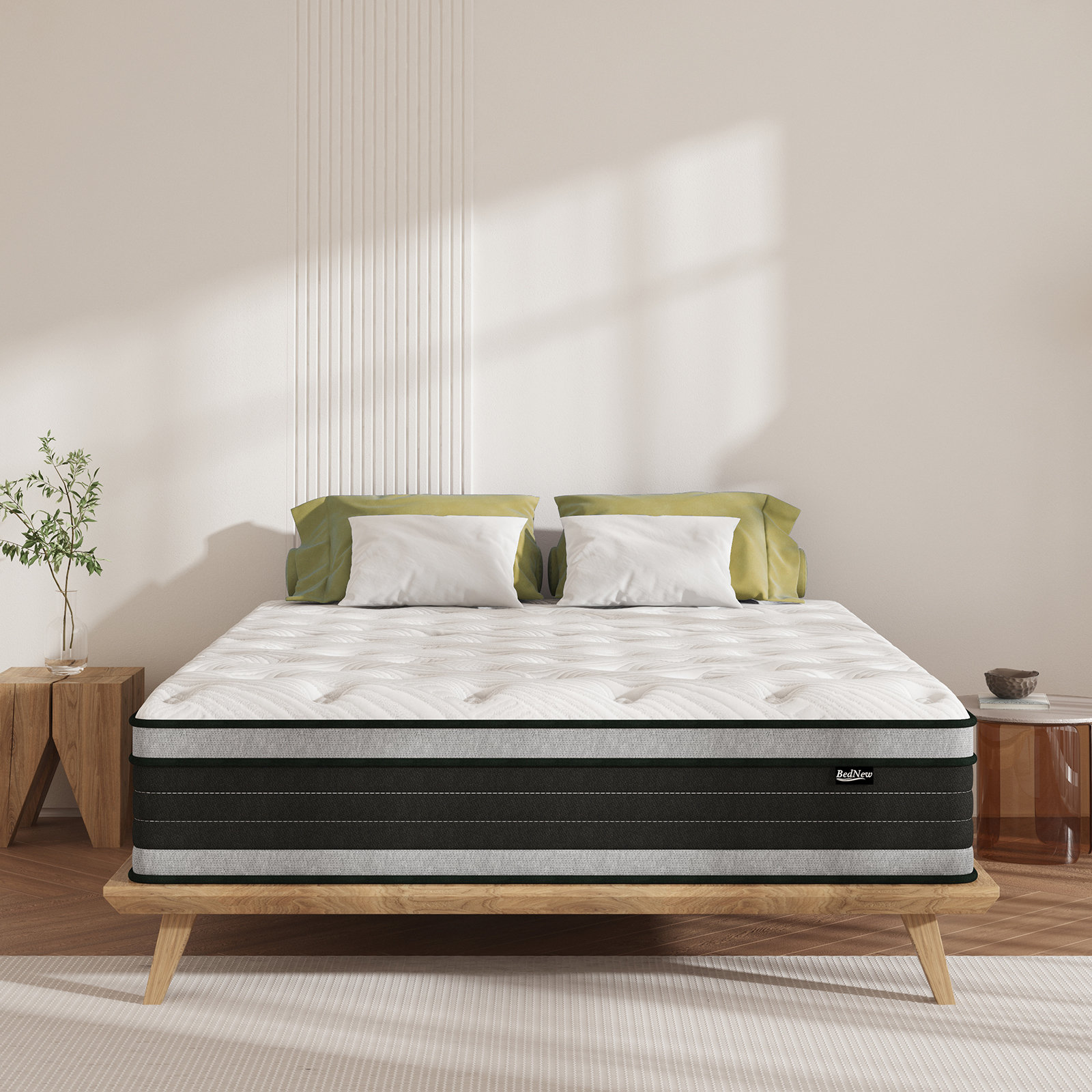 BedNew Modern Series 12" Medium Firm Hybrid Mattress with Gel Memory ...