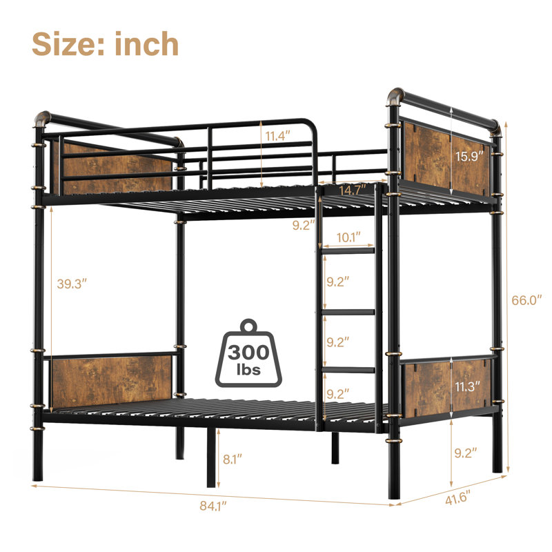 Mason & Marbles Twin Xl Over Twin Xl Metal Bunk Bed, Detachable Bunk ...