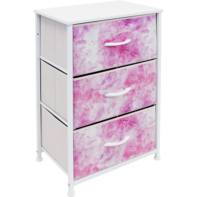 Sorbus 3 Drawers Nightstand with Steel Frame and Wood Top in Tie Dye ...