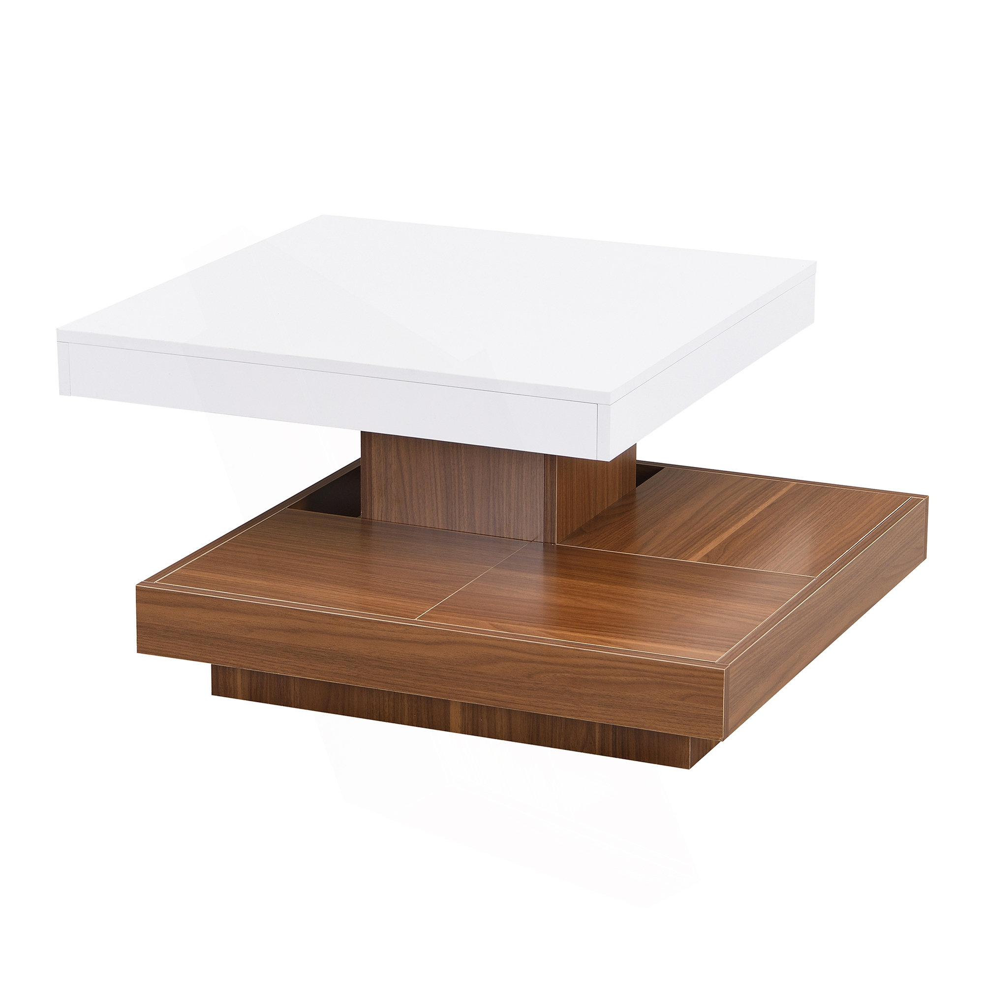 Ivy Bronx Modern Rotating Coffee Table With Detachable Trays And ...