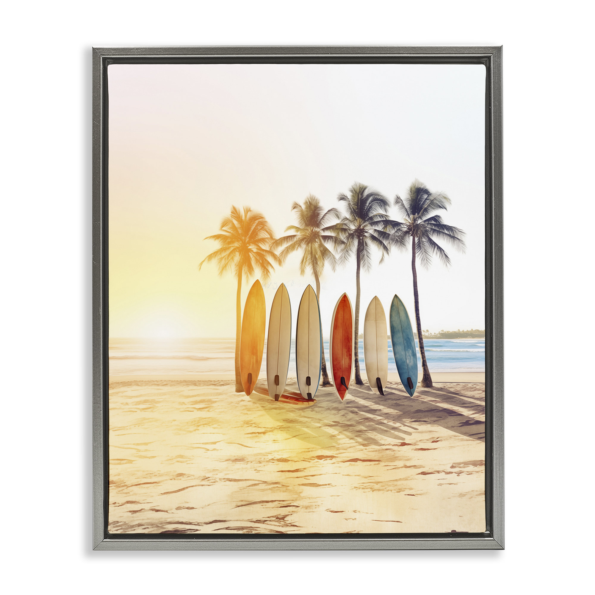 Bay Isle Home™ Brightly Hued Surfboards Framed Floater Canvas Wall Art ...