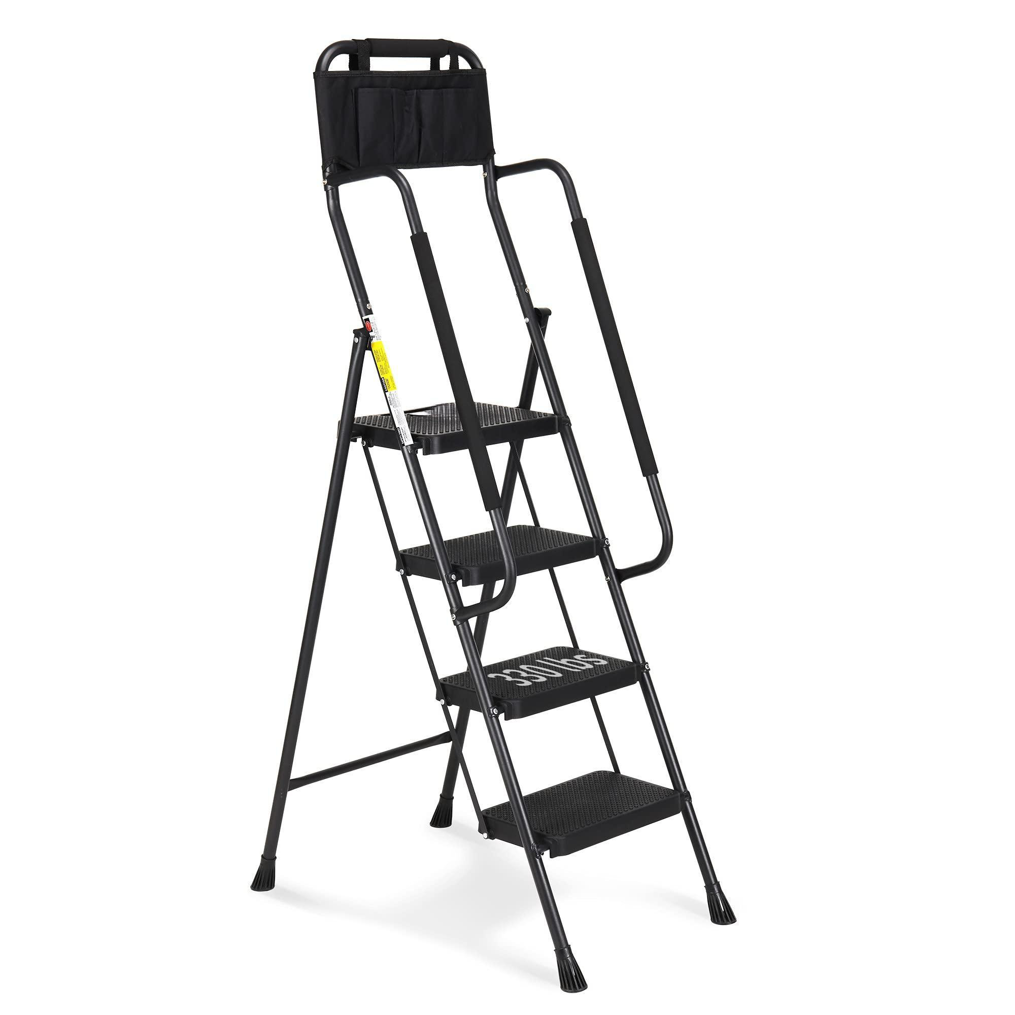 WFX Utility™ 4 Step Ladder With Handrails, 330 Lbs Folding Step Stool ...