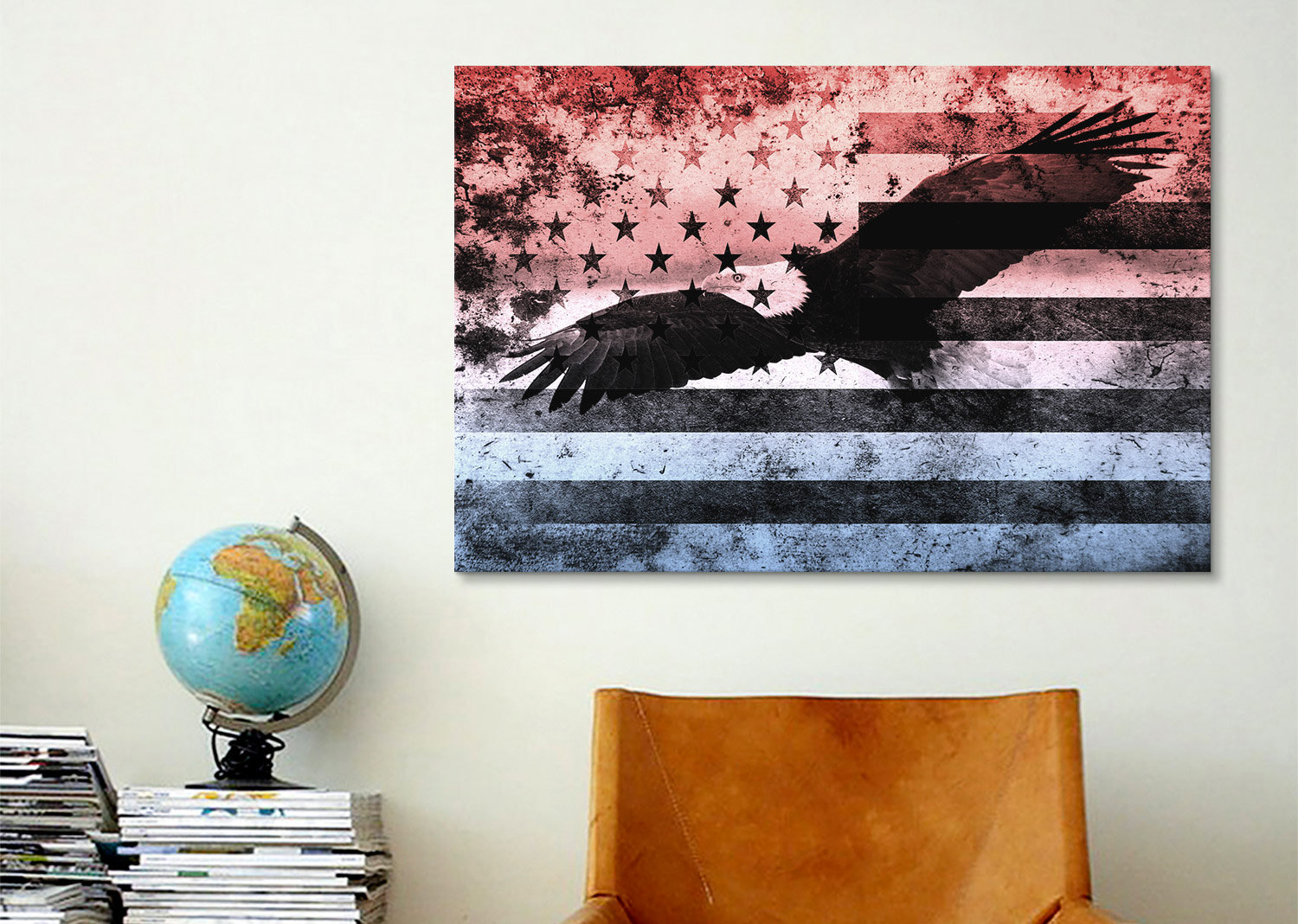 iCanvas Bald American Eagle, U.S. Flag - Wrapped Canvas Graphic Art ...