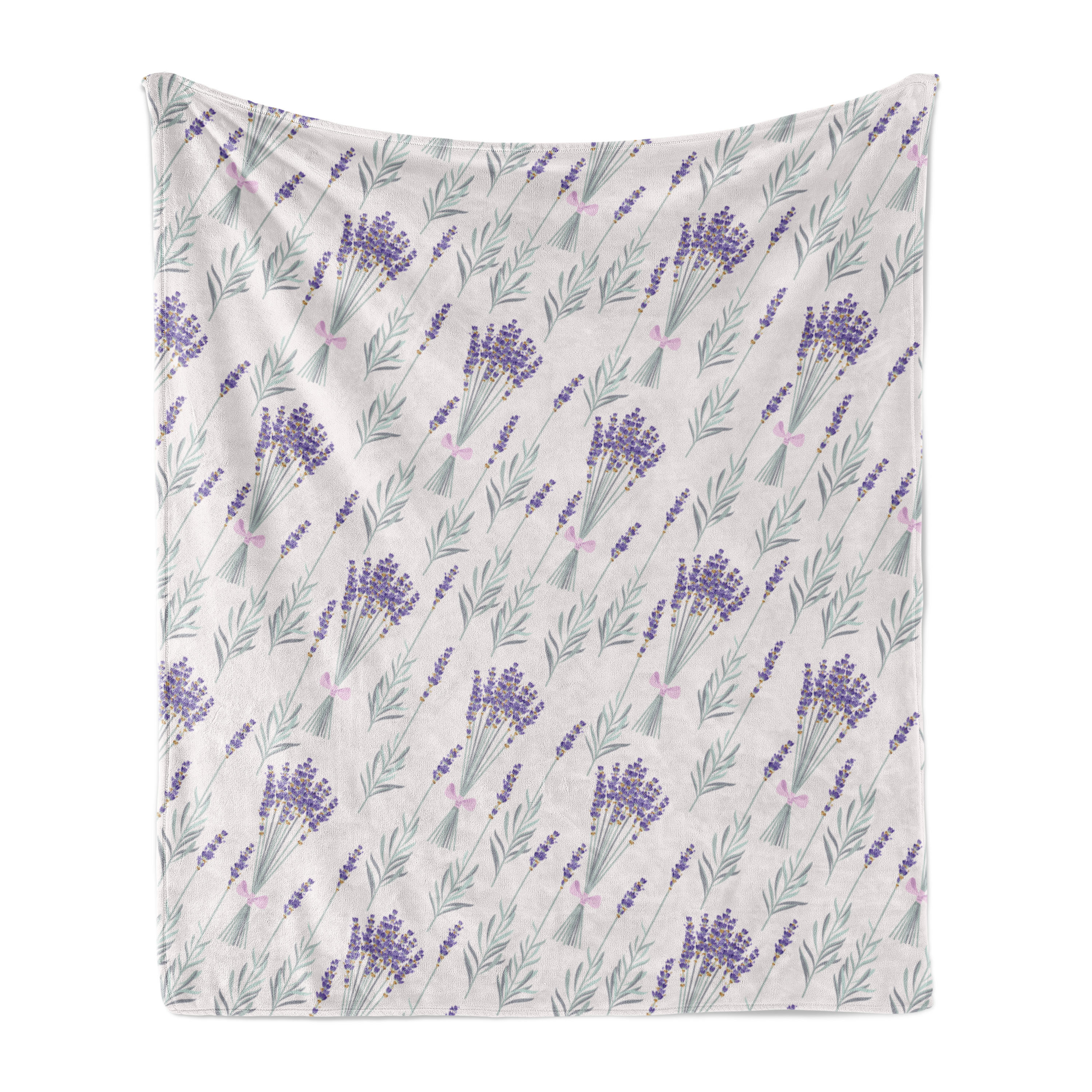 Ambesonne Lavender Fleece Throw Blanket Botany Flowers Ribbon Art Pearl ...