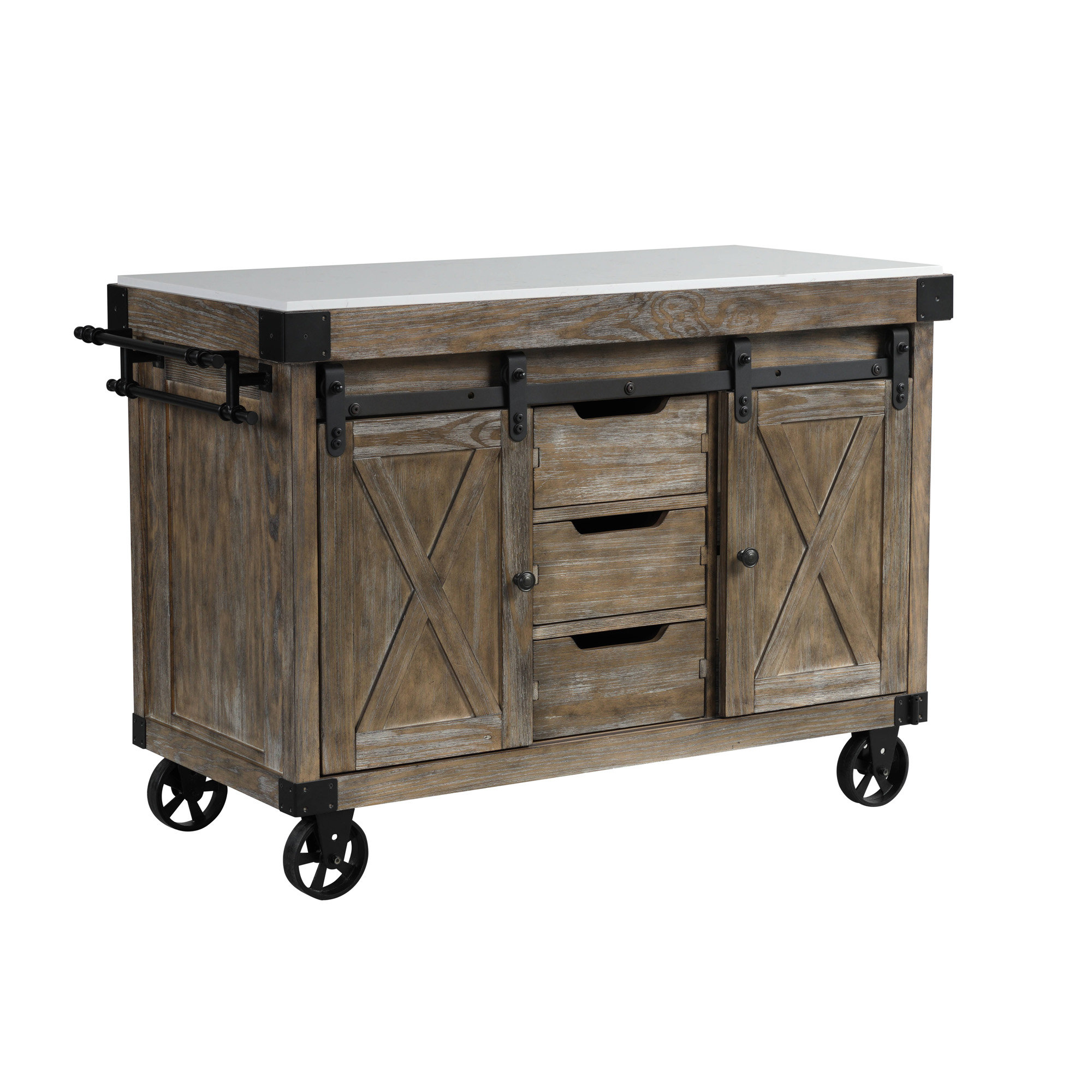 Gracie Oaks Versatile Marble-Top Kitchen Island With Stylish Finish And ...