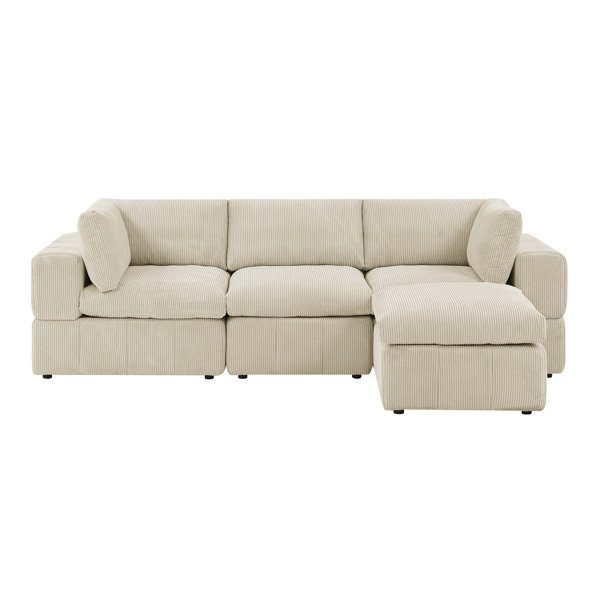 Wade Logan® Atianna 4 - Piece Corduroy Sectional & Reviews | Wayfair