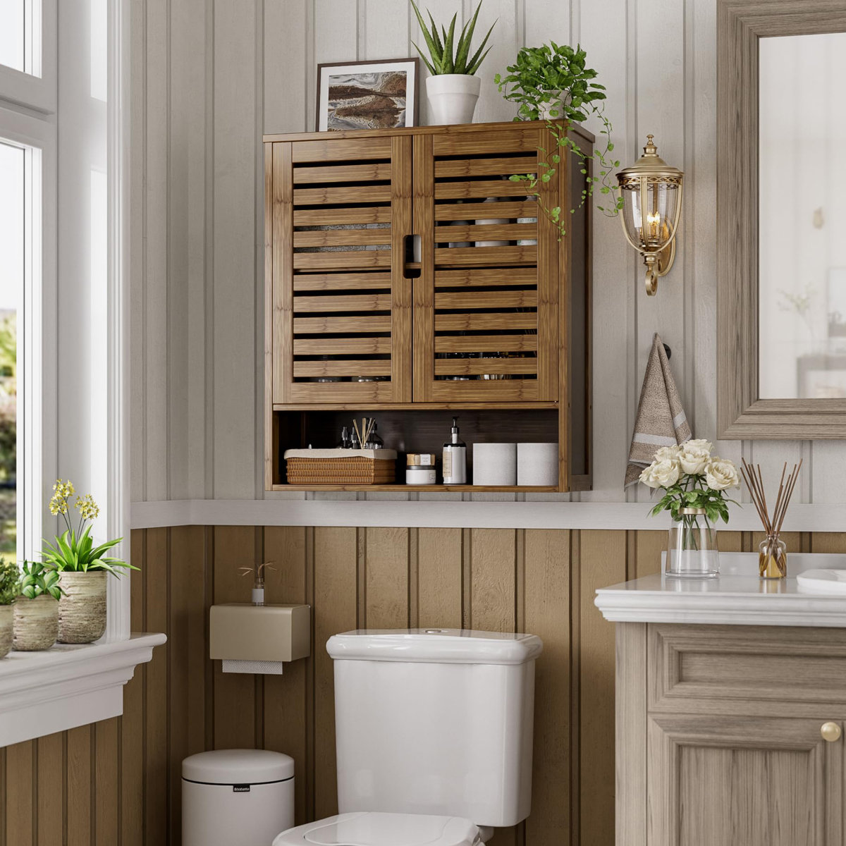 Hokku Designs Wall mounted bamboo bathroom cabinet | Wayfair