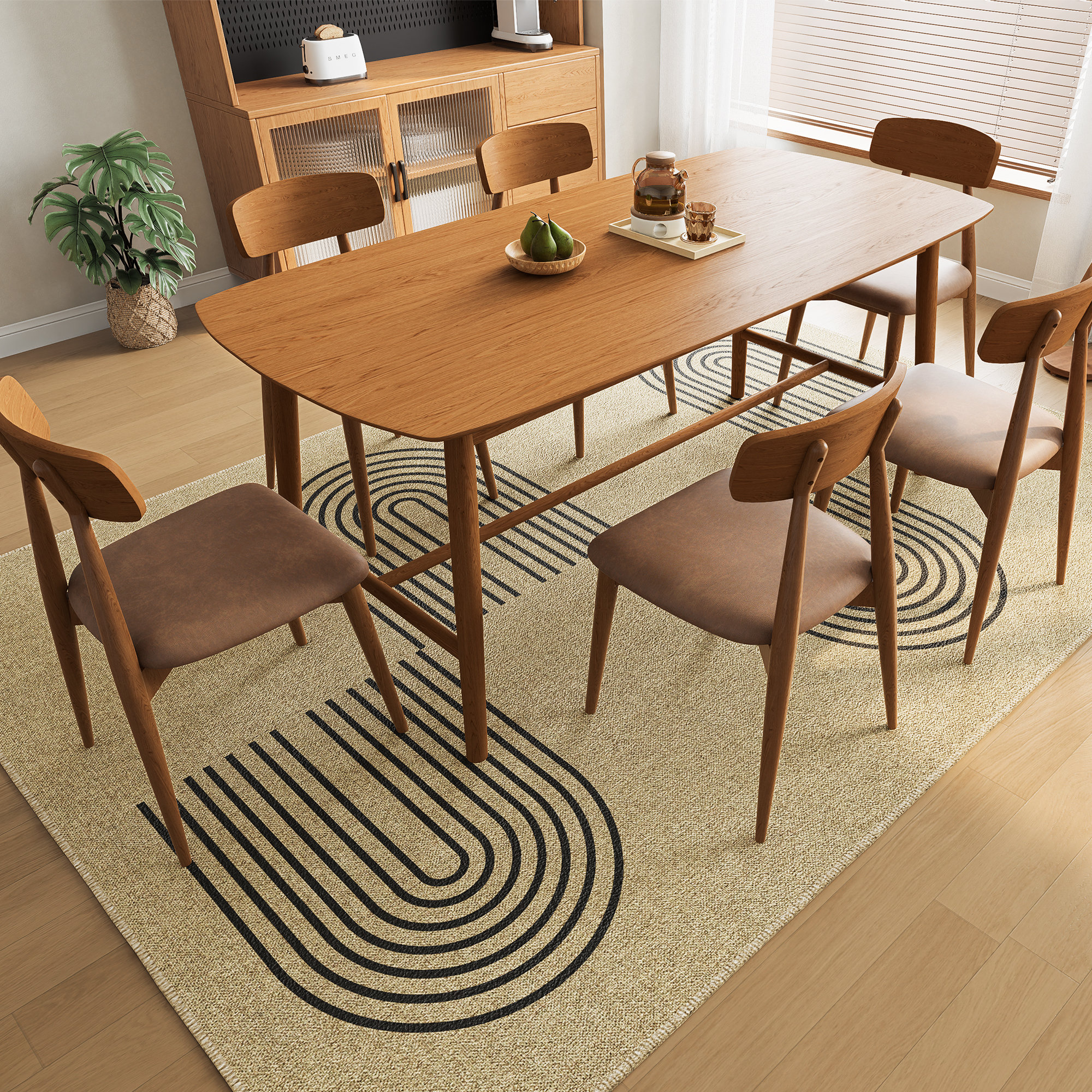 George Oliver Fawn Geometric Symmetrical Jute Rug For Living Room ...