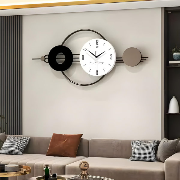 Ivy Bronx Large Wall Clock - 80Cm X 37Cm Black And White Silent Quartz ...