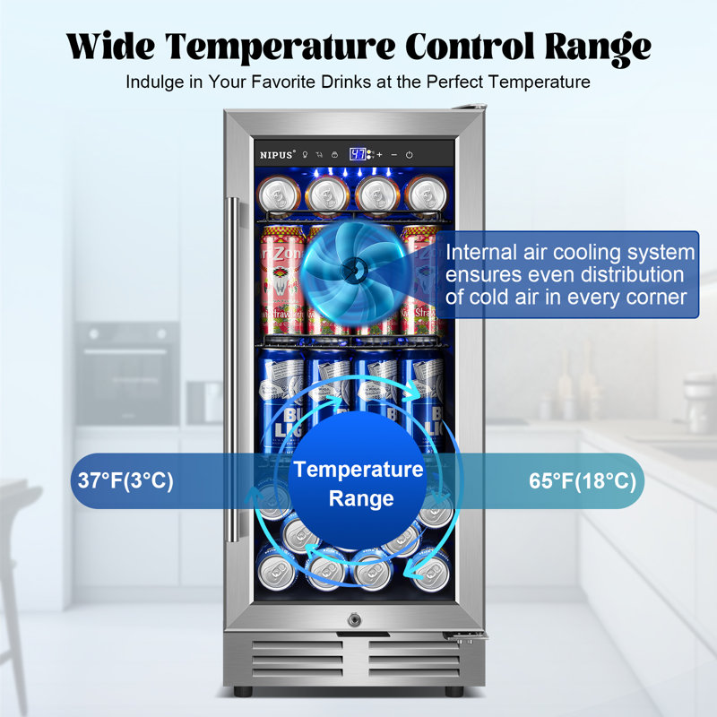Nipus 15 Inch Built-in/Freestanding Beverage Refrigerator Cooler 130 ...