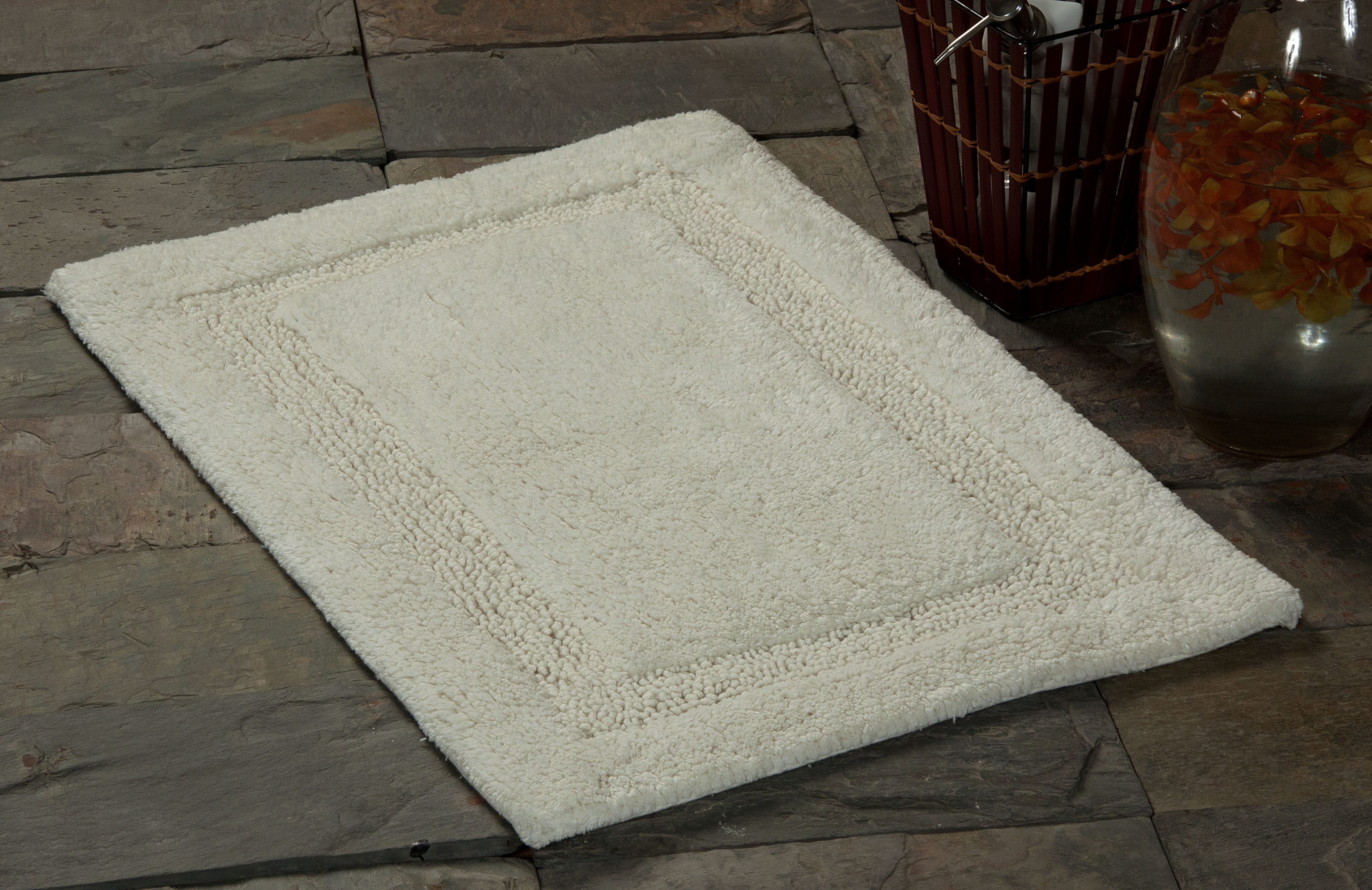 Alcott Hill Pullum Rectangle 100% Cotton Non-Slip Regency Bath Rug ...