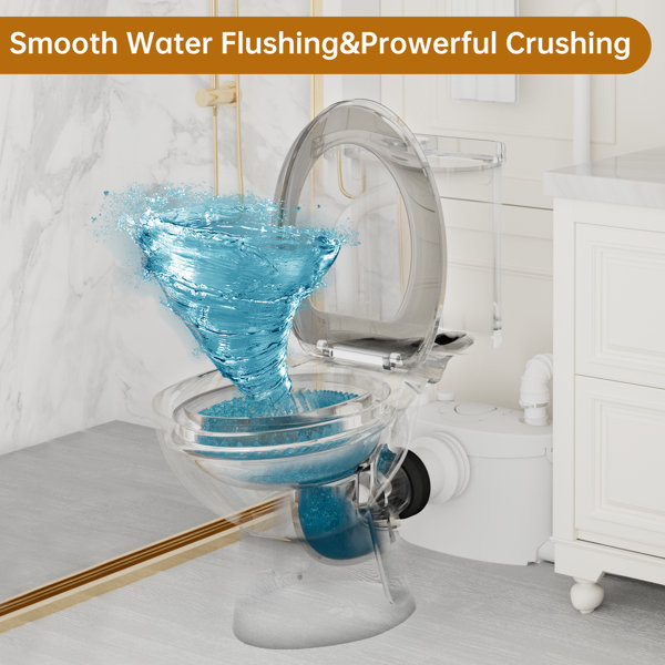 SUPERFLO Upflush Toilet for Basement-Macerating Toilet with 600W ...