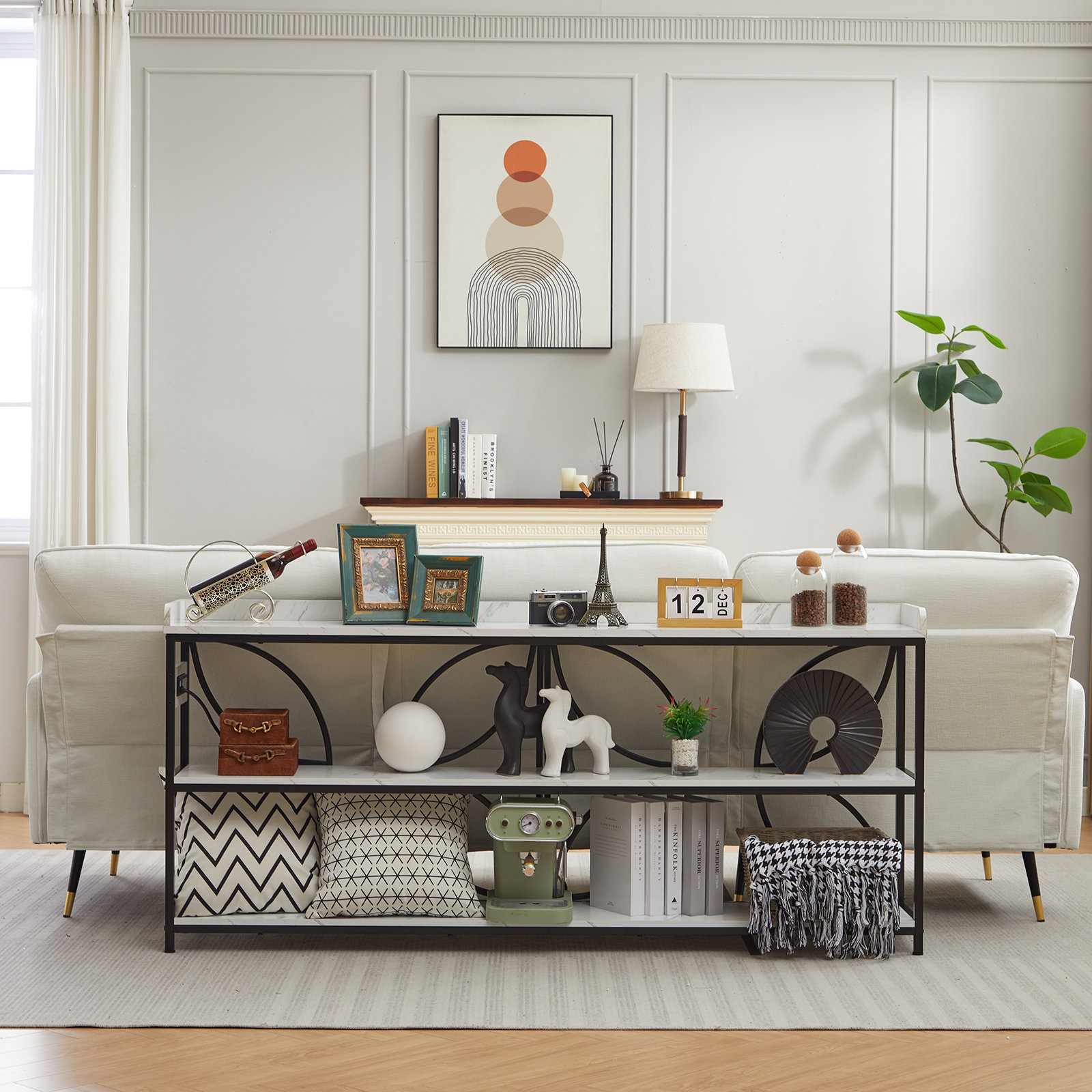 Wrought Studio™ 70.9” Extra Long Console Table Sofa Table TV Stand ...