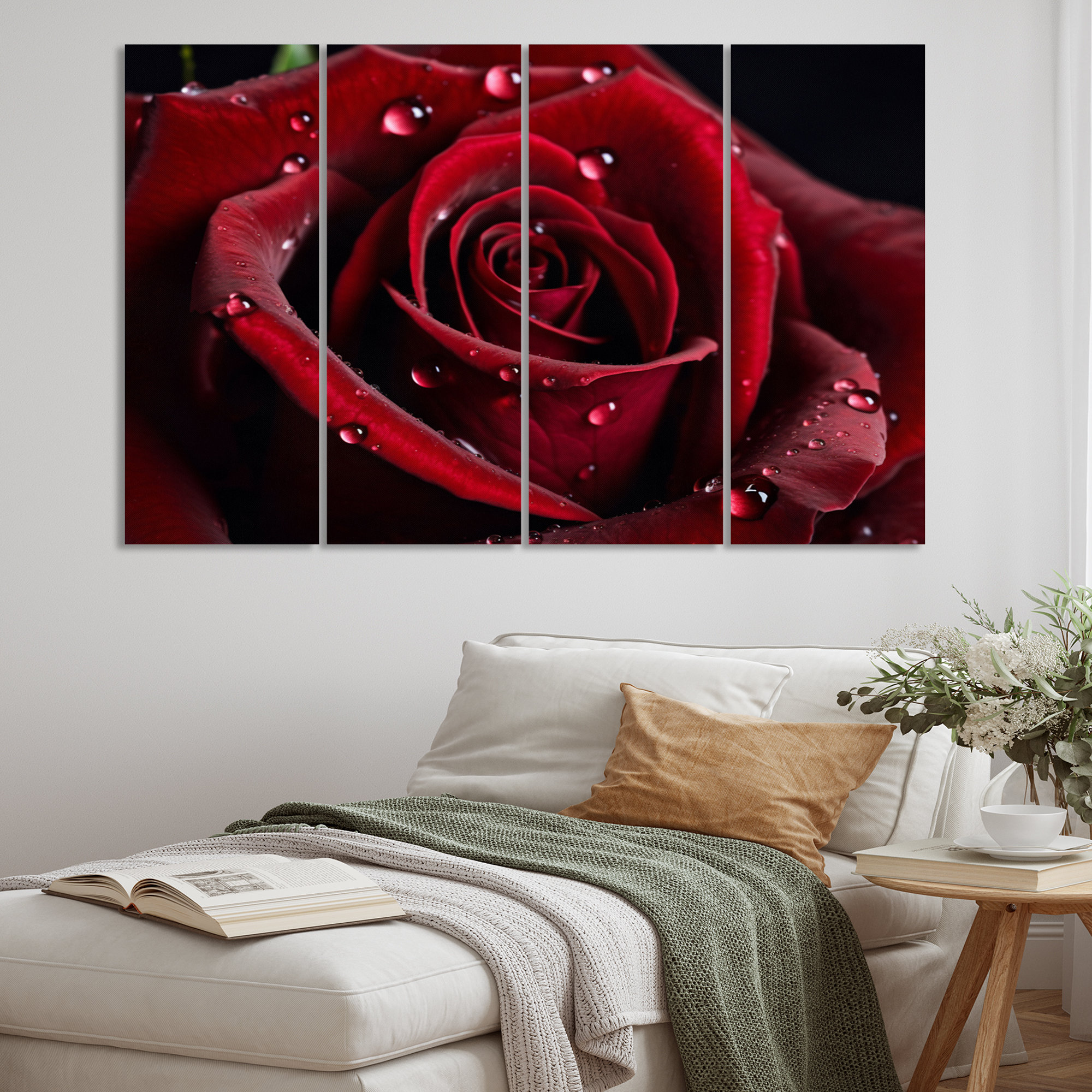 Ebern Designs Red Rose with Raindrops III - Roses Metal Wall Decor Set ...