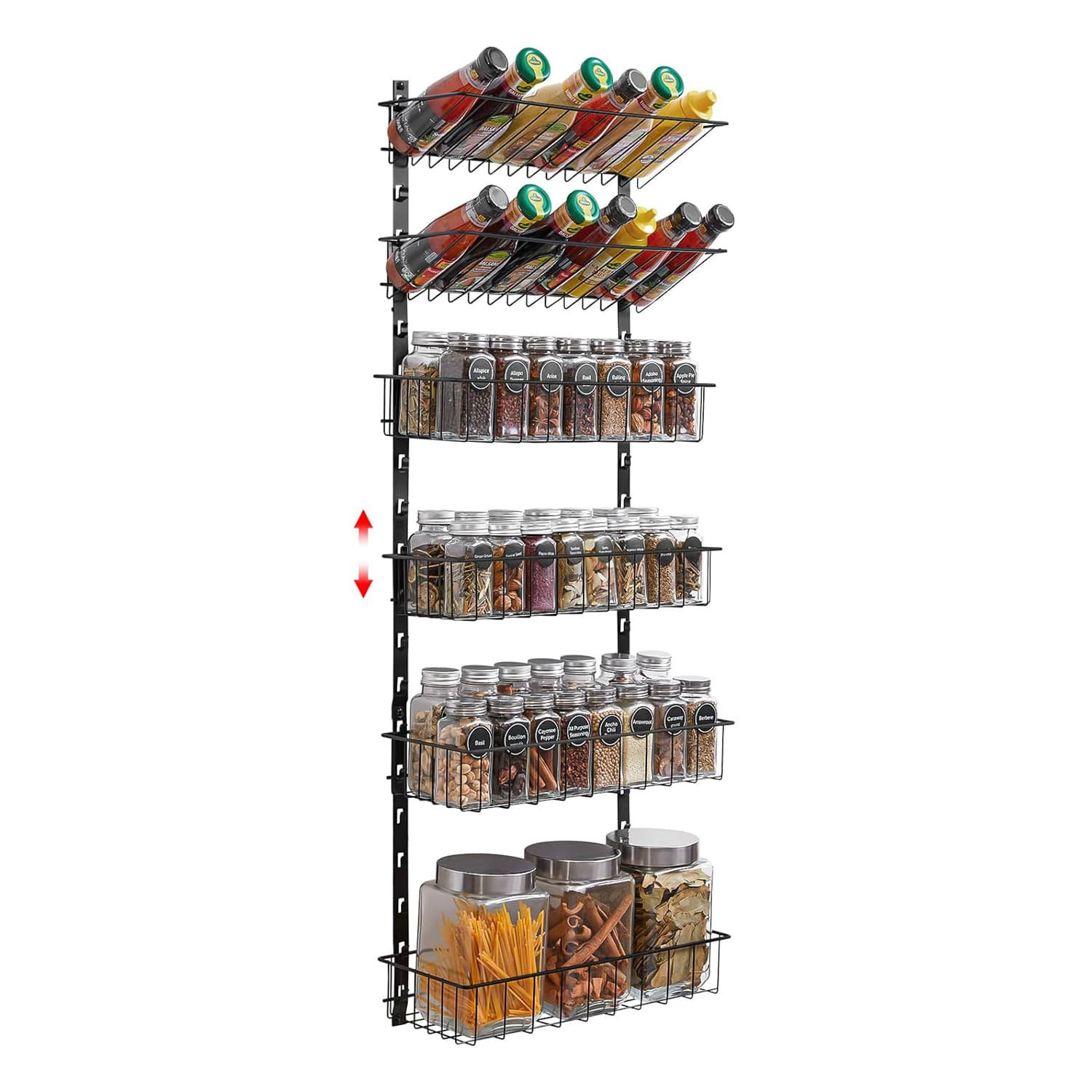 Prep & Savour 6-Storey Wall Mounted Spice Rack Organizer Hanging Spice ...