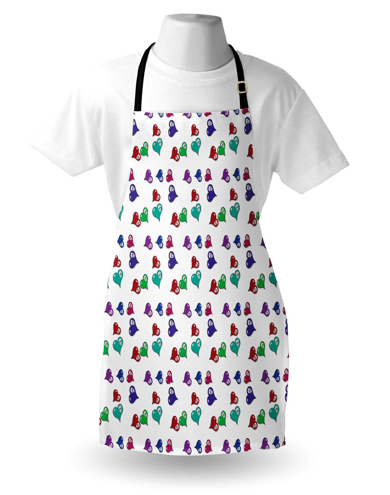 East Urban Home Colorful Apron Unisex Hearts and Skulls Adult Size ...