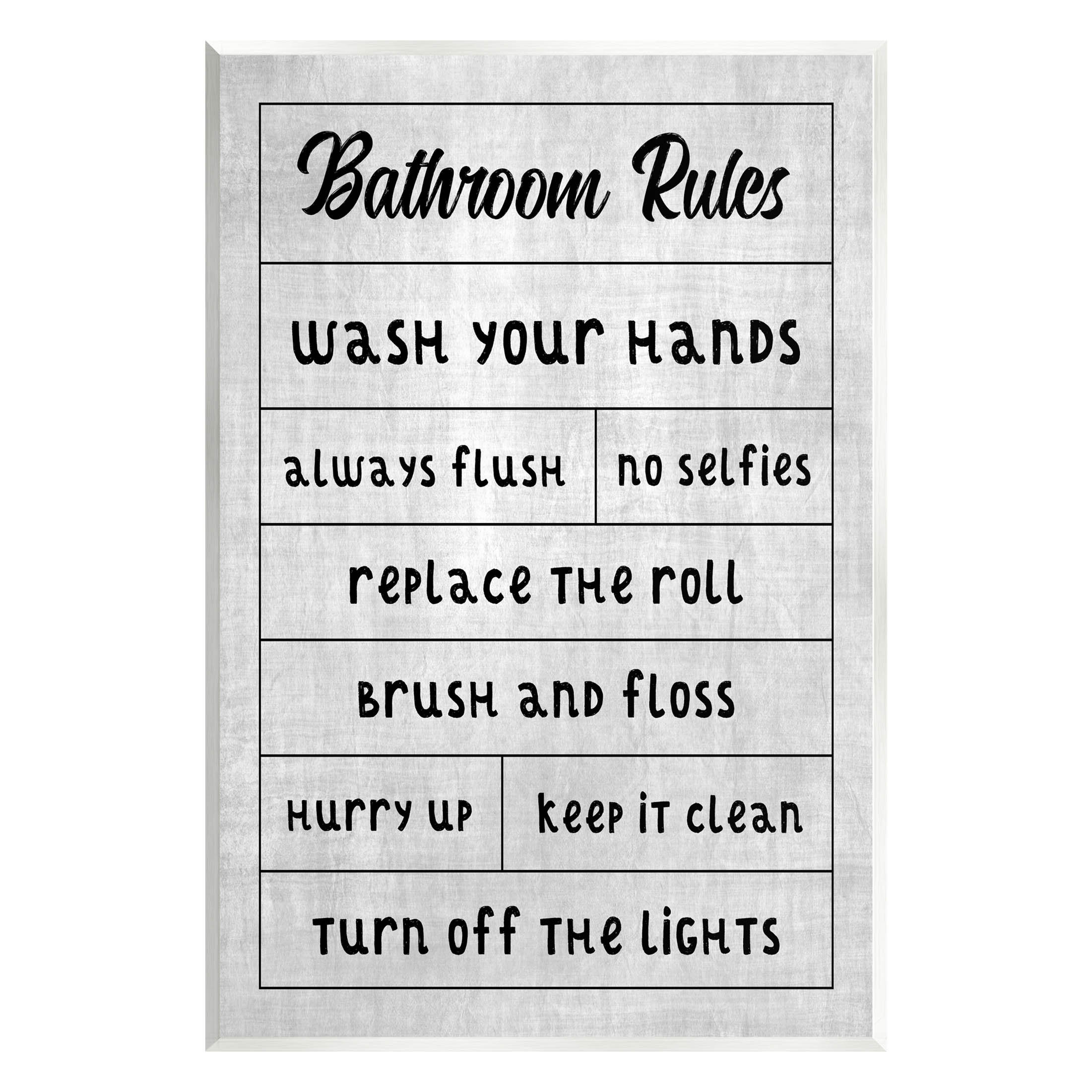 Stupell Industries Bathroom Rules Checklist Wall Plaque Art By CAD ...