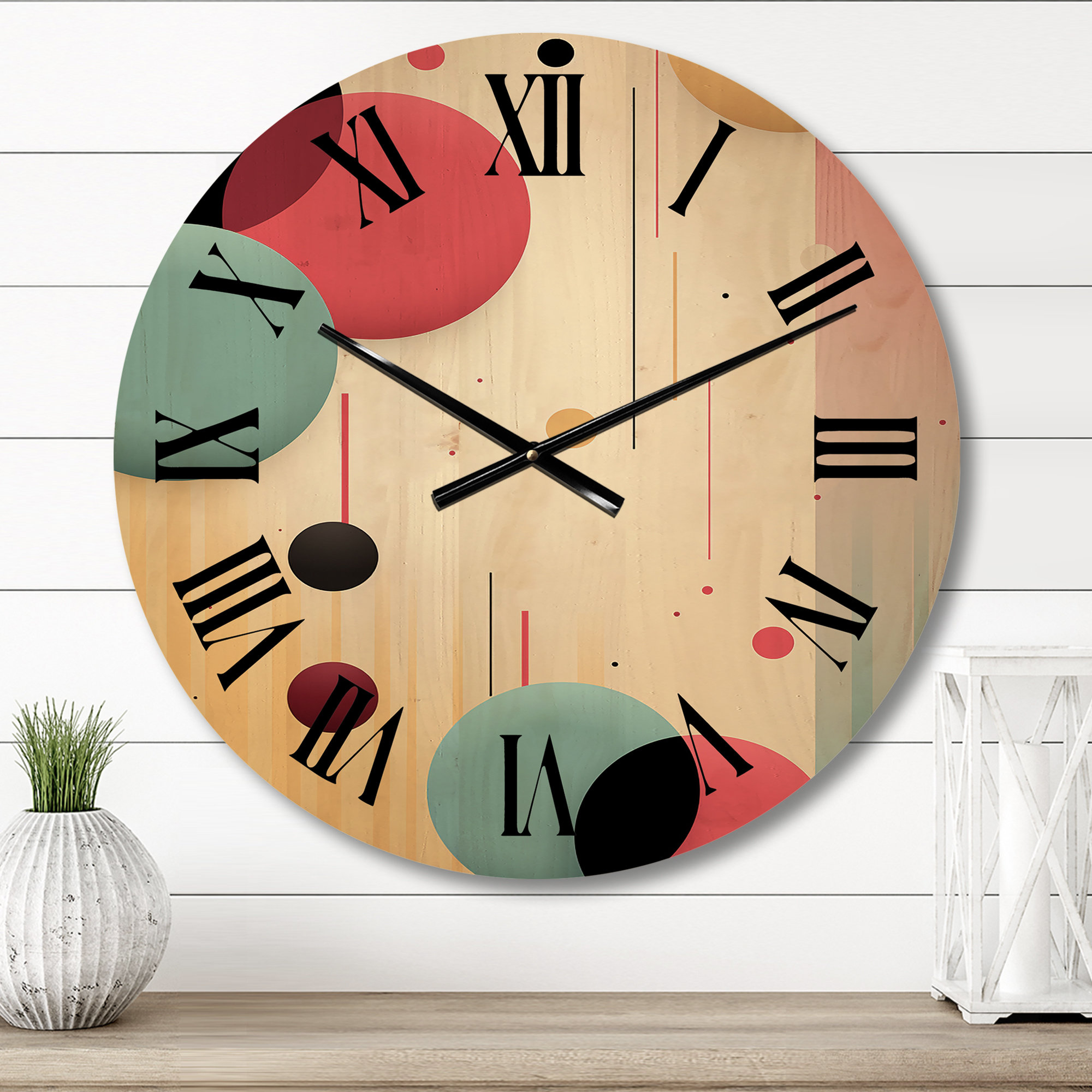 East Urban Home Retro Circular Geometricsin Blue and Pink III - Modern ...