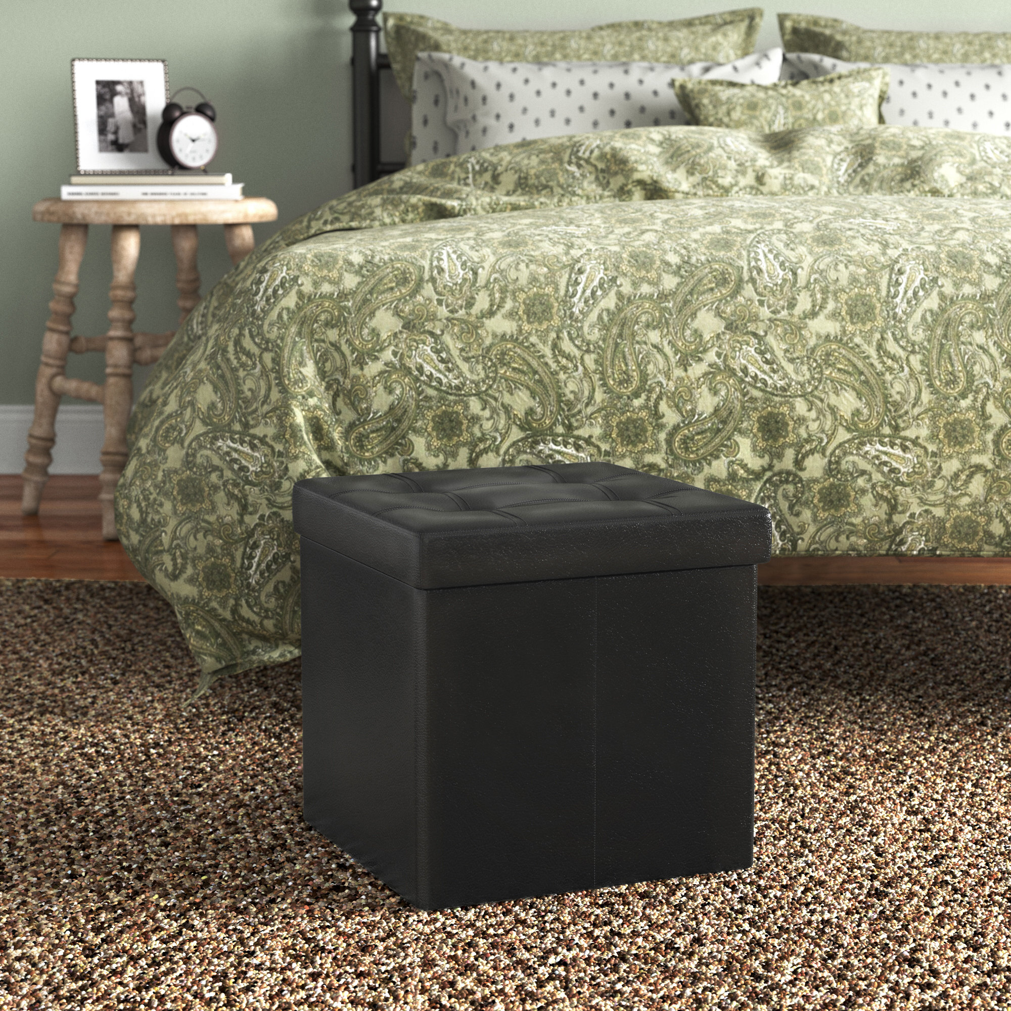 Lark Manor™ Arlicia 14.96" Wide Faux Leather Square Storage Ottoman ...