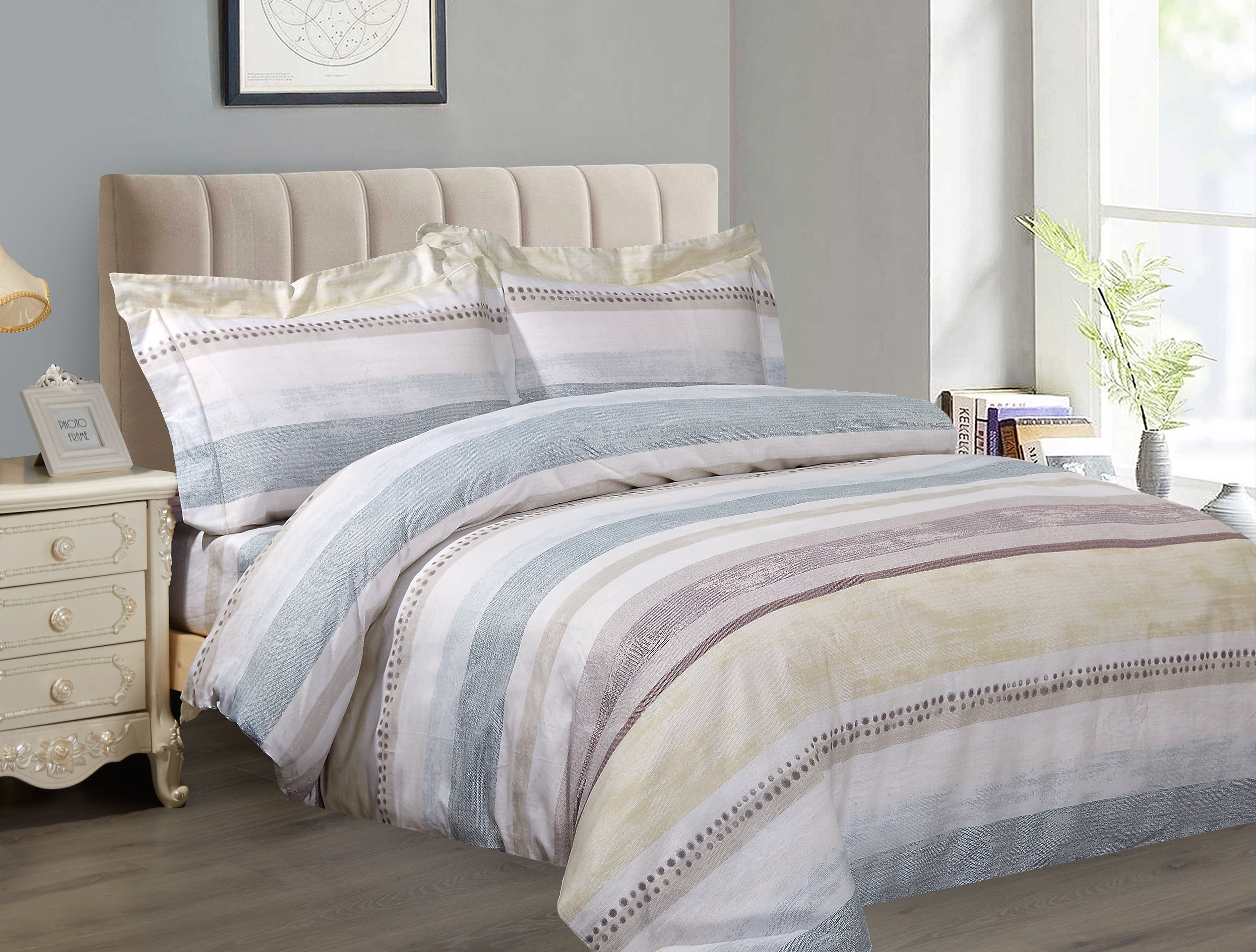 Violet Linen French Soft Brown Swirls Pattern Reversible Duvet Cover ...