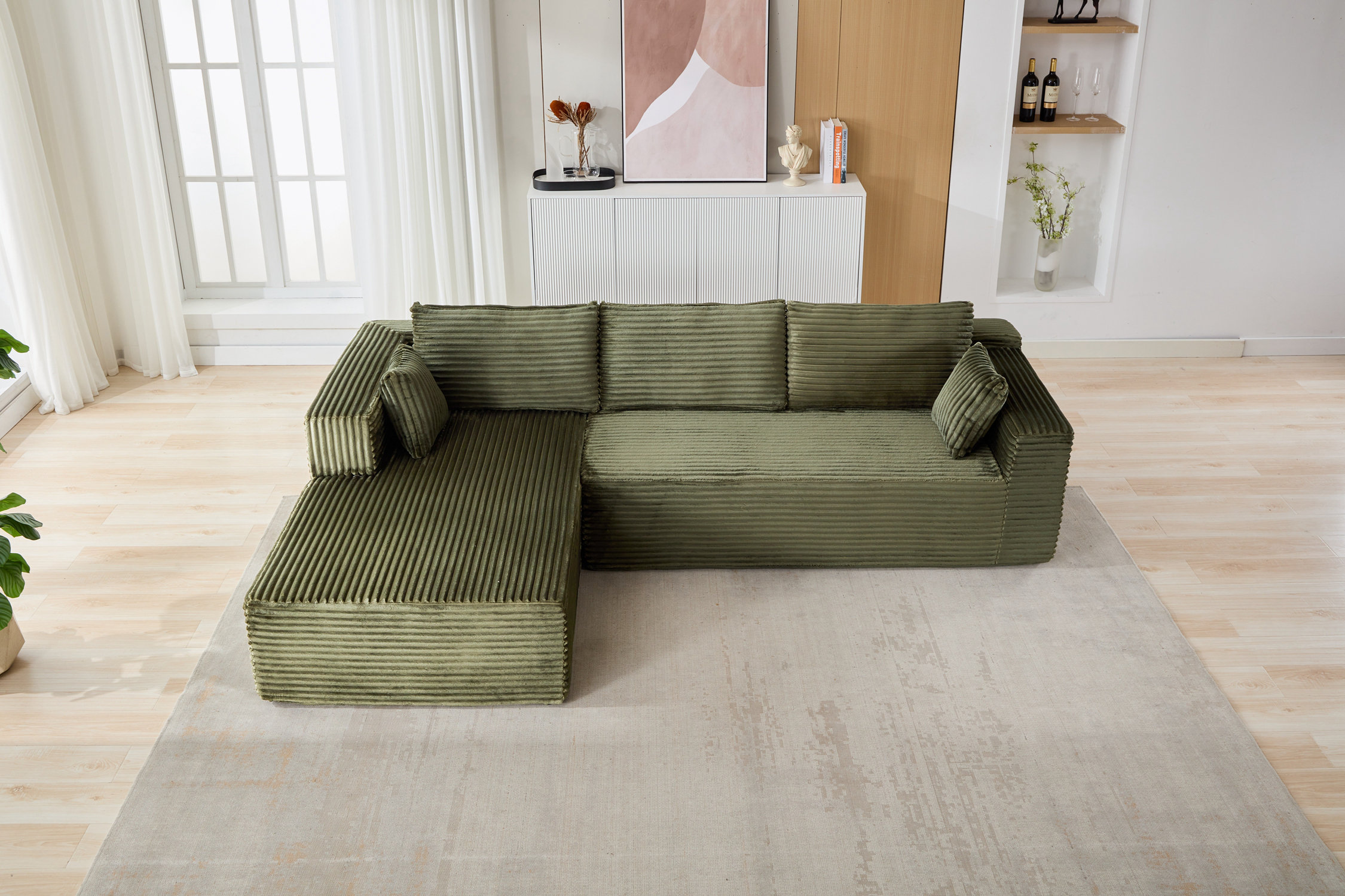 Mercer41 L Shape Sectional Couch with Comfy Chaise and Deep Seat | Wayfair