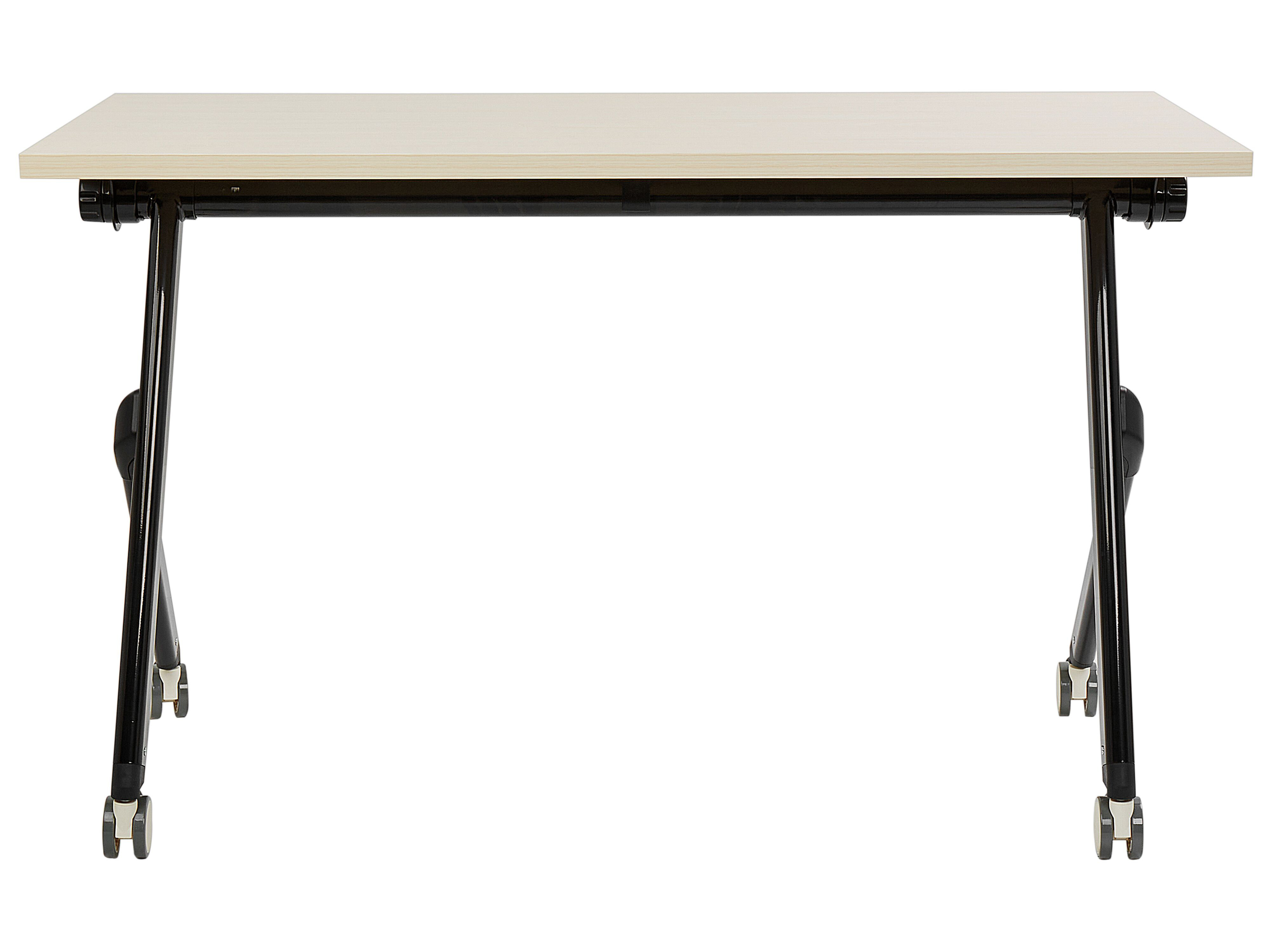 17 Stories Foldable Office Desk with Wheels 180 x 60 cm White Seidule ...
