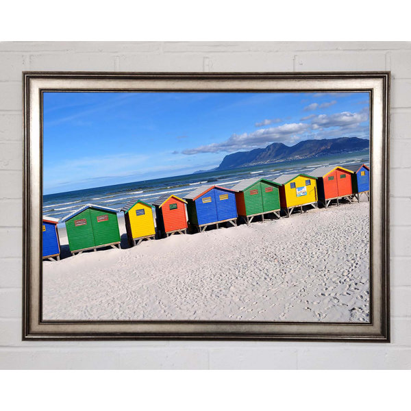 Highland Dunes Beach Huts Rainbow - Single Picture Frame Art Prints ...