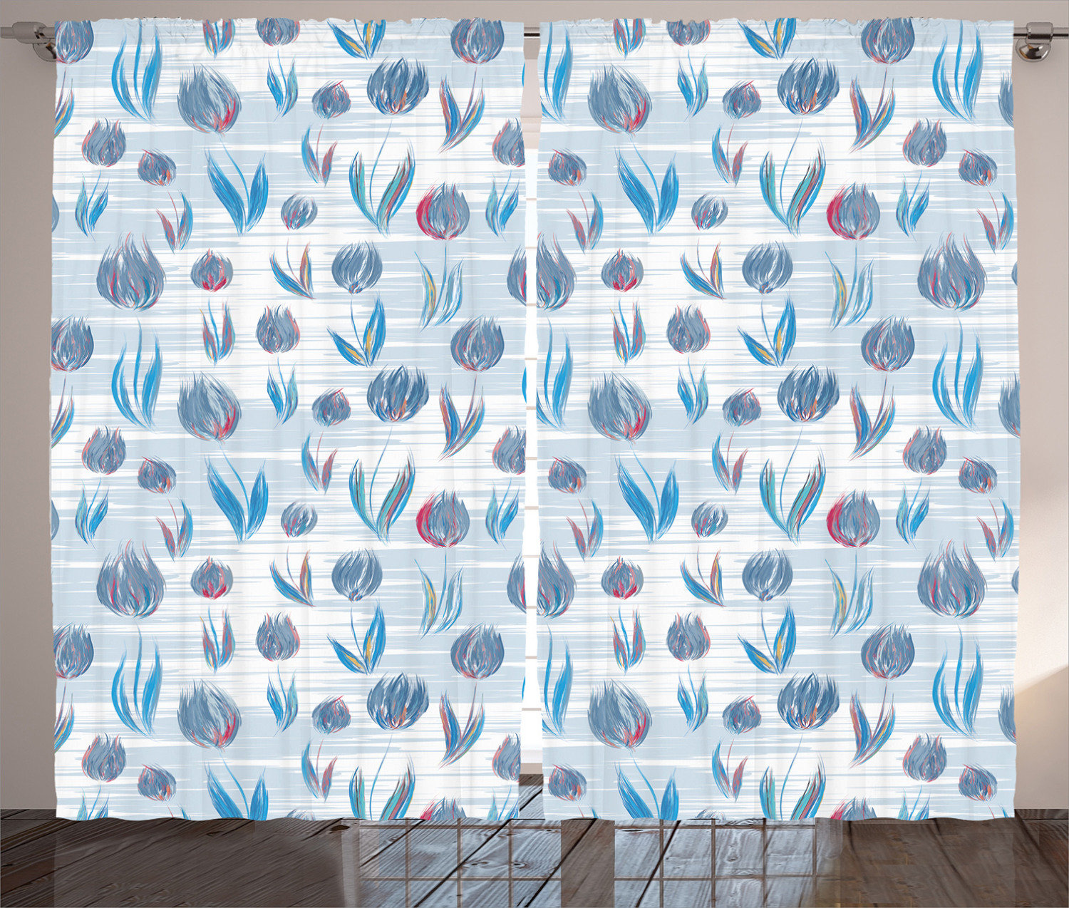 East Urban Home Tulip Floral Semi-Sheer Rod Pocket Curtain Panels | Wayfair