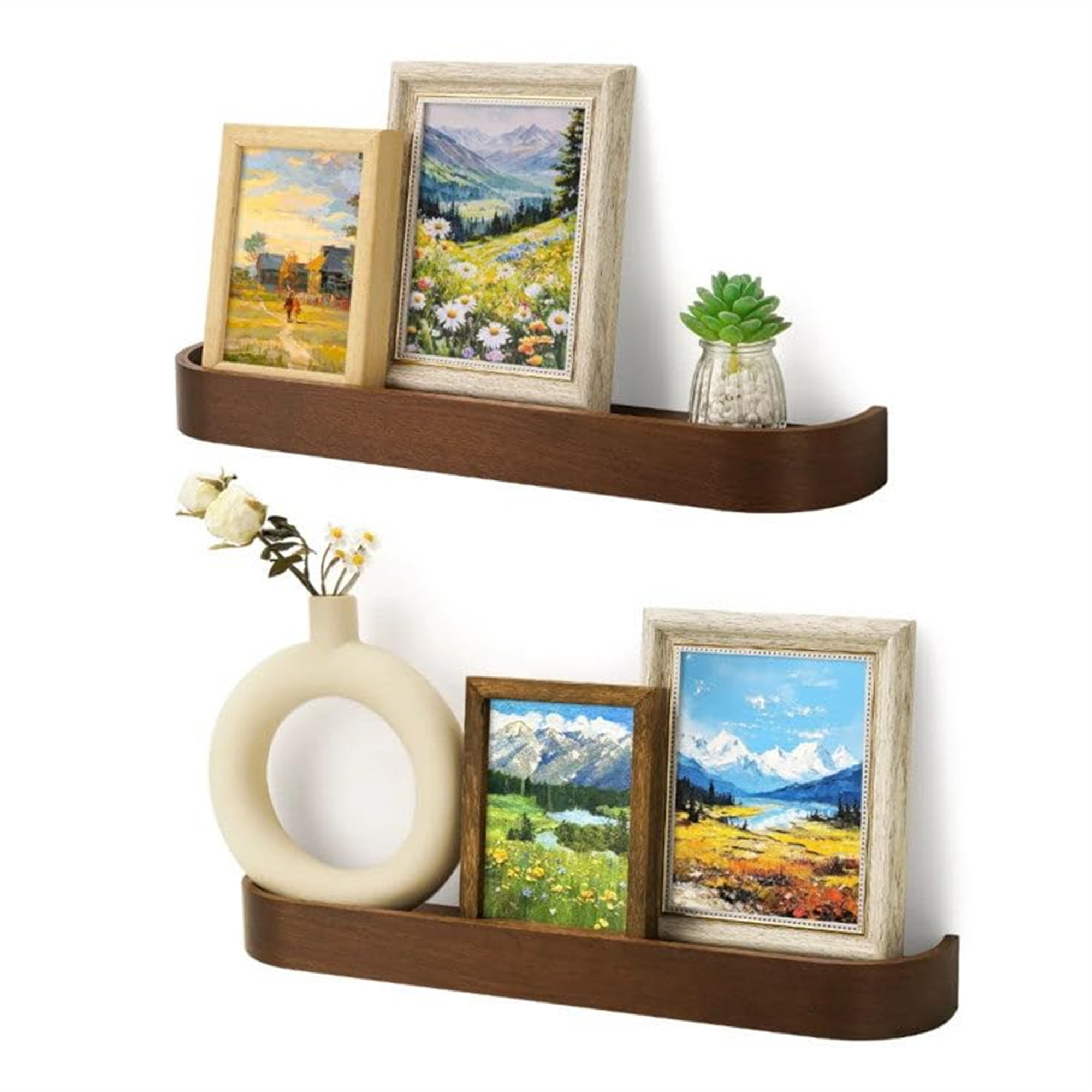 Latitude Run® Wooden Picture Ledge Shelf Set Of 2 | Wayfair