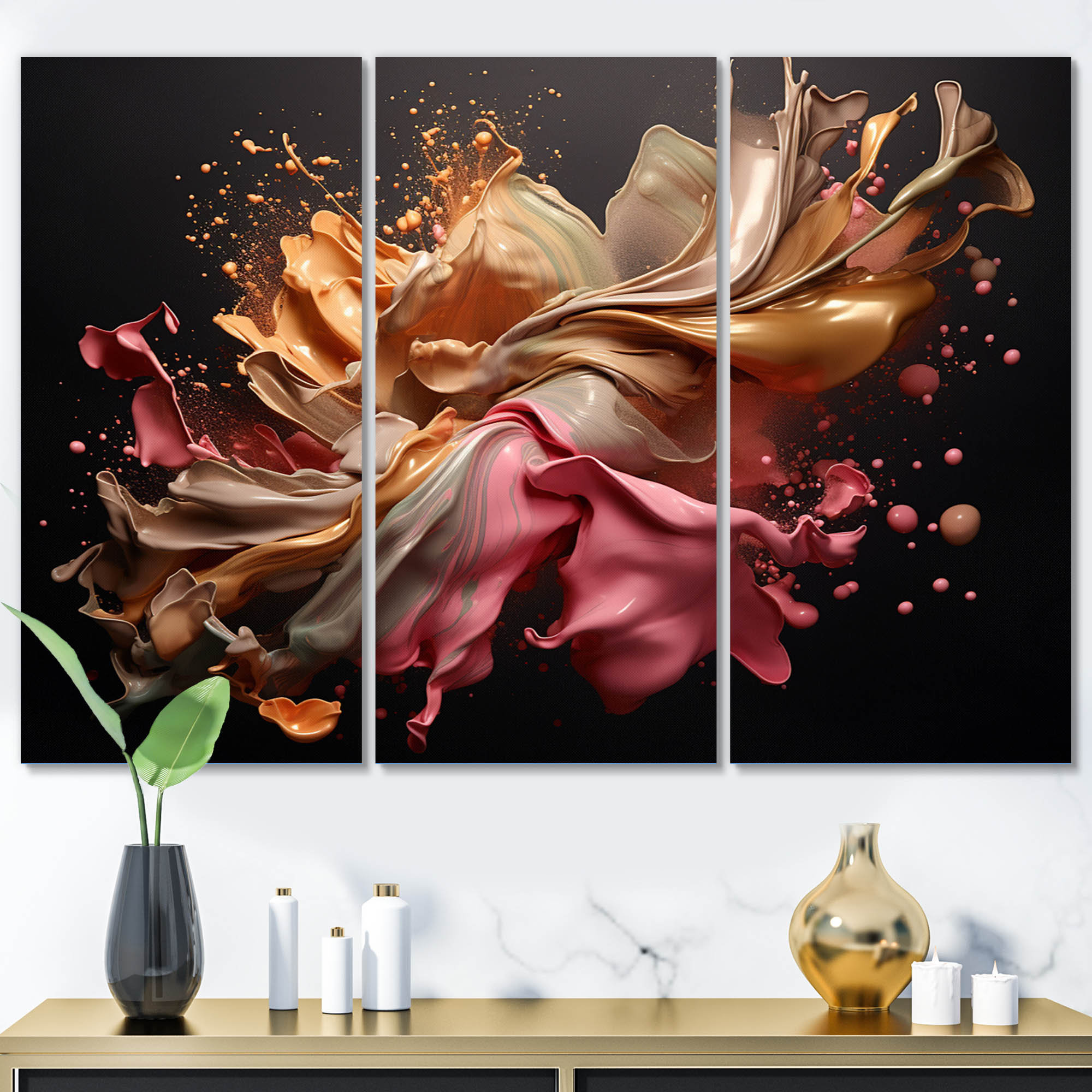 Brayden Studio Sudden Joy Abstract Pink And Gold Splash I - Abstract ...