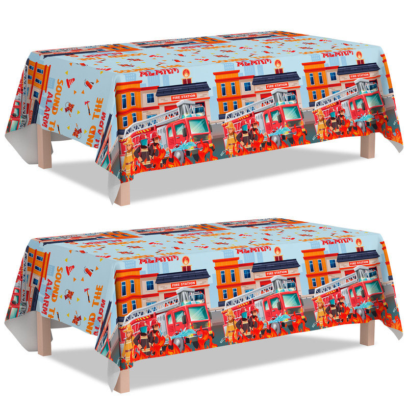 17 Stories Fire Truck Tablecloth, 3 Pcs Firefighter Party Tablecloth ...