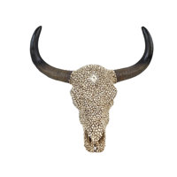 De Leon Collections Distressed Tooled Leather Cow Bull Skull with Star ...