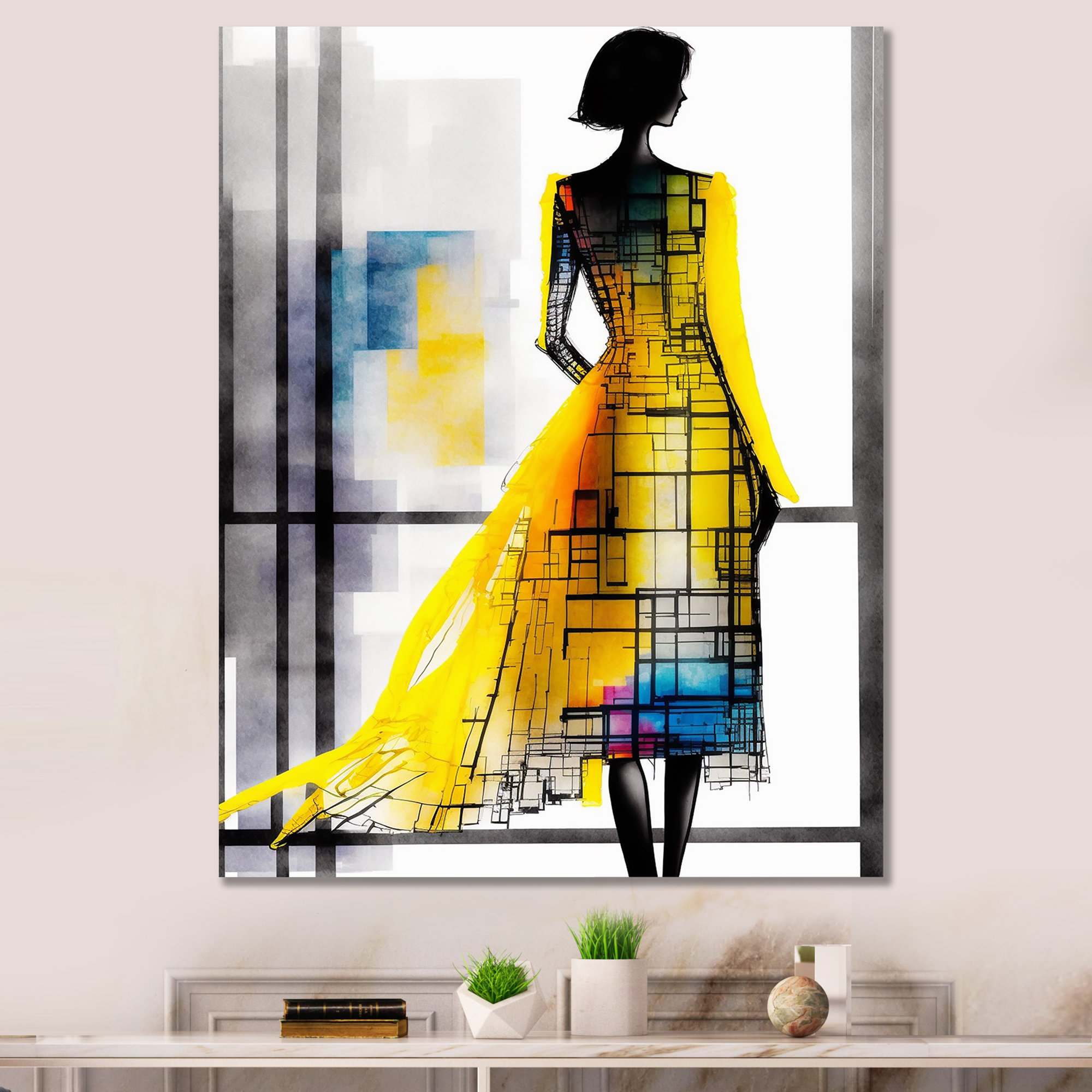 Ebern Designs Condron Silhouette Of Cubist Dress I On Canvas Print ...