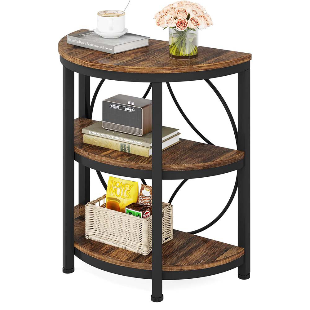 17 Stories Half Round End Table, 3-Tier Narrow Side Table With Frame ...