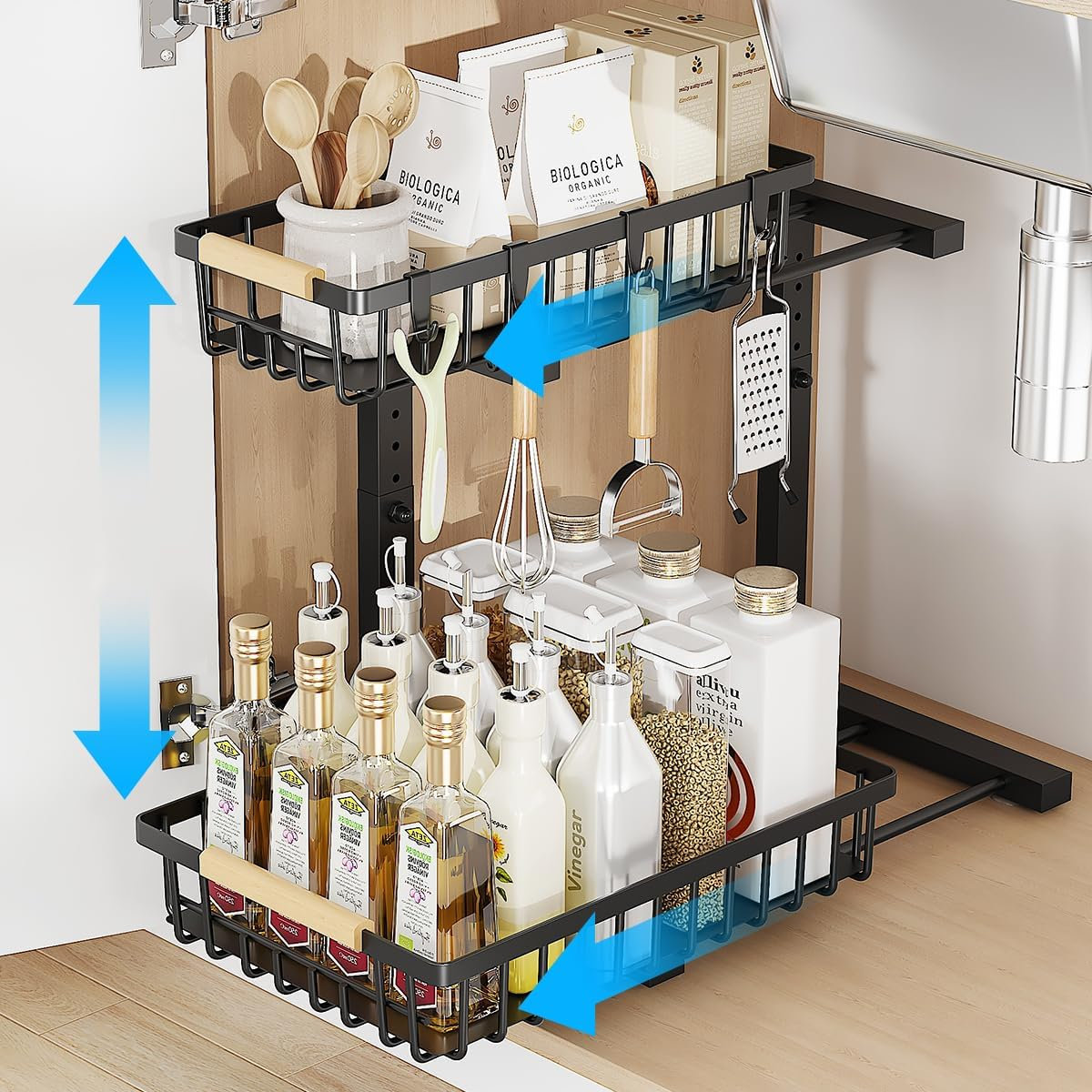Rebrilliant Under Sink Organizer, 2 Tier Under Sink Organizers And ...
