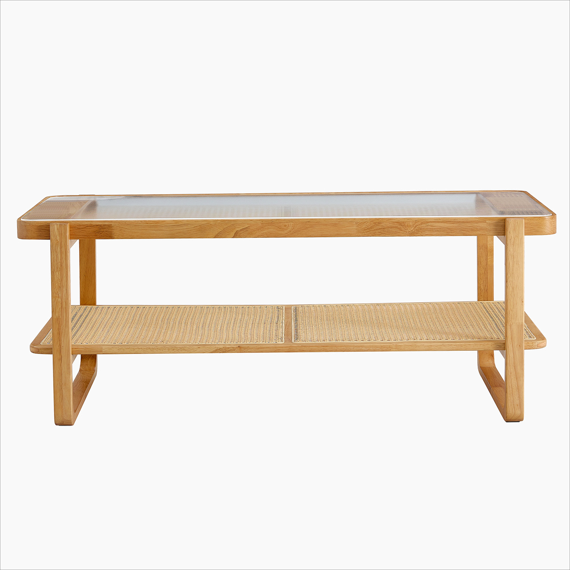 Dakota Fields Modern simple rectangle double-layer solid wood Glass ...