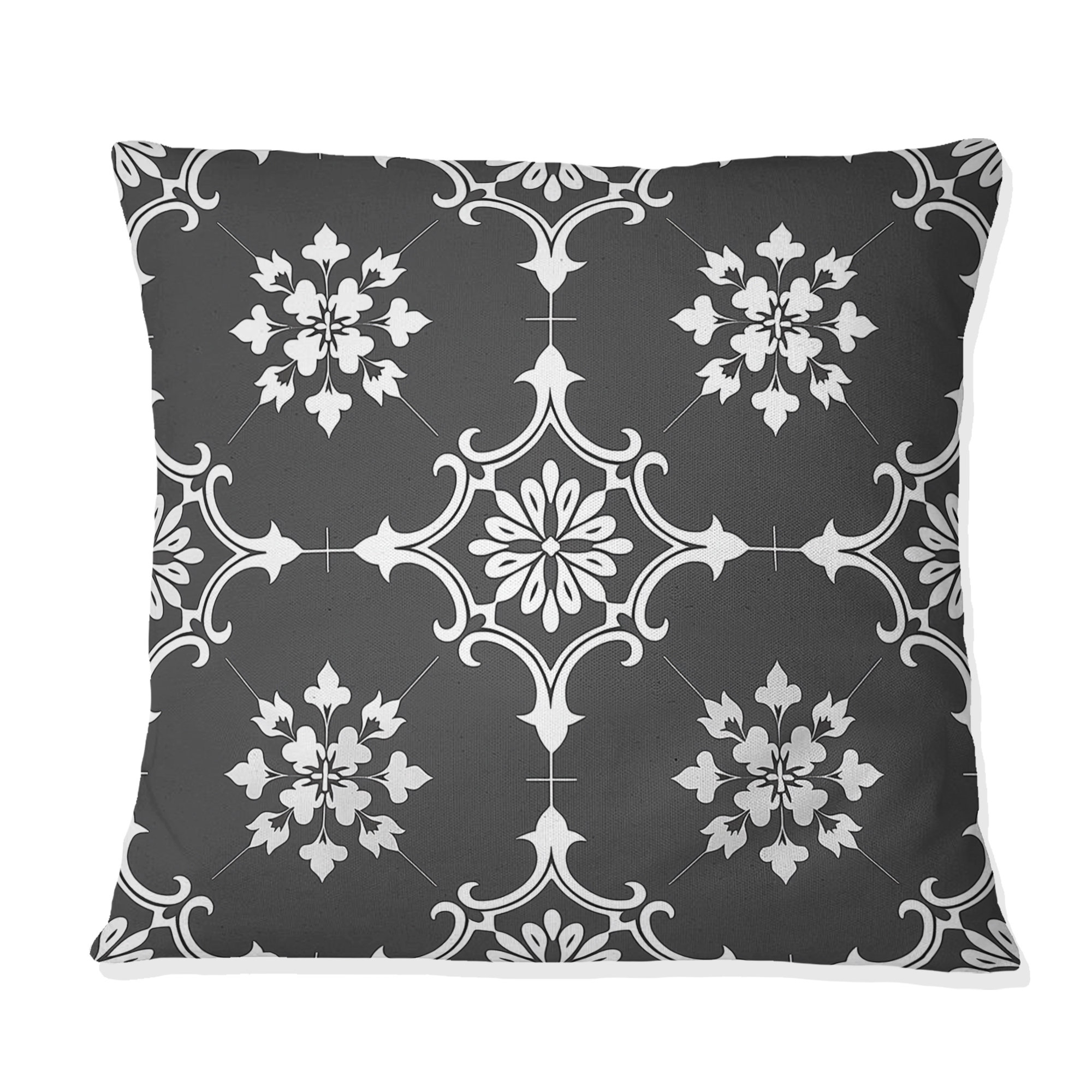 Design Art Dark Gray Quatrefoil I - Transitional Throw Pillow | Wayfair