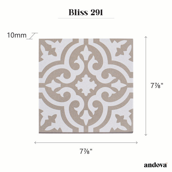 Andova Bliss Eclectic Beige 8-in. Encaustic Spanish/Moroccan Patterned ...