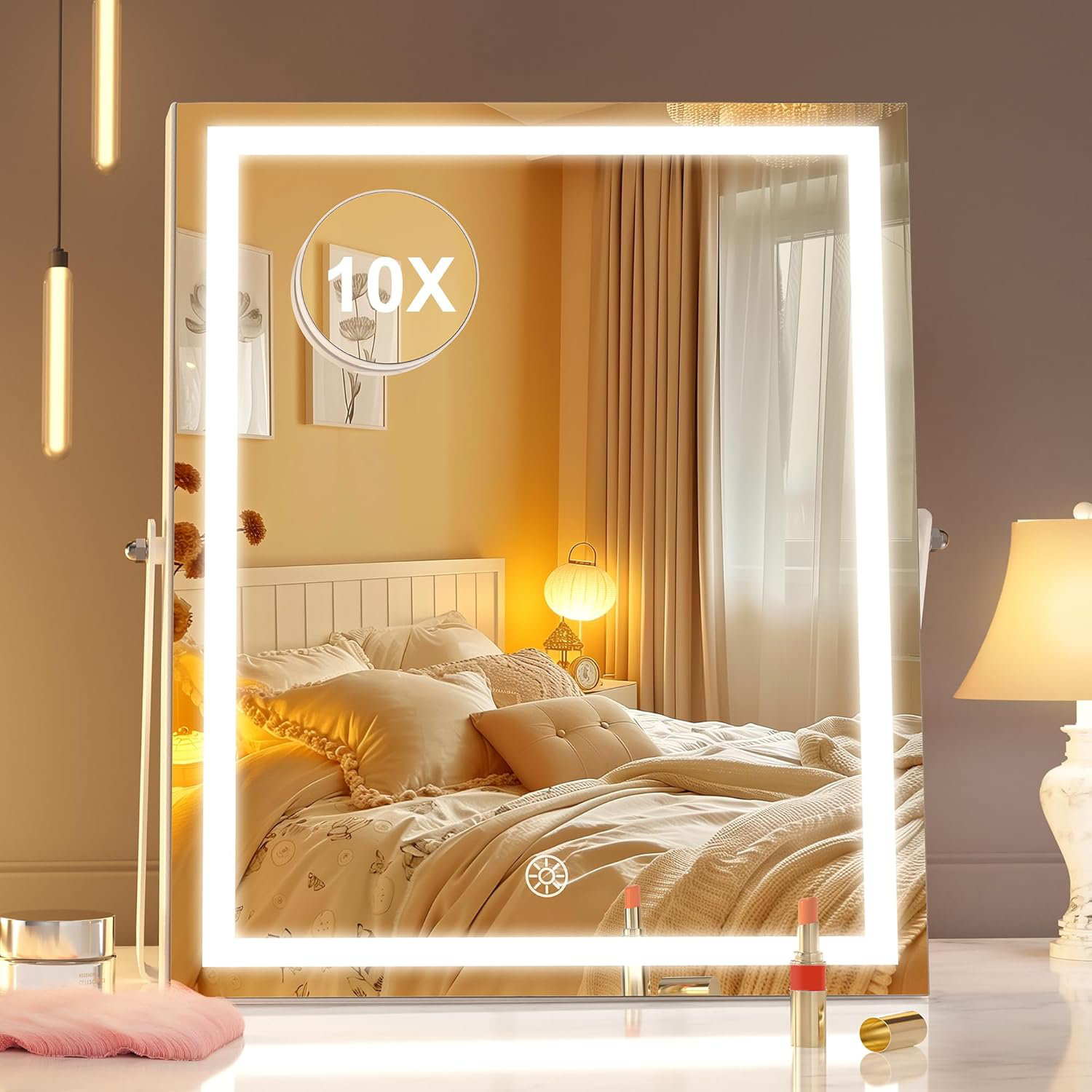 Wrought Studio™ Vanity Mirror with Lights, 11.4" x 13.8" LED Makeup ...
