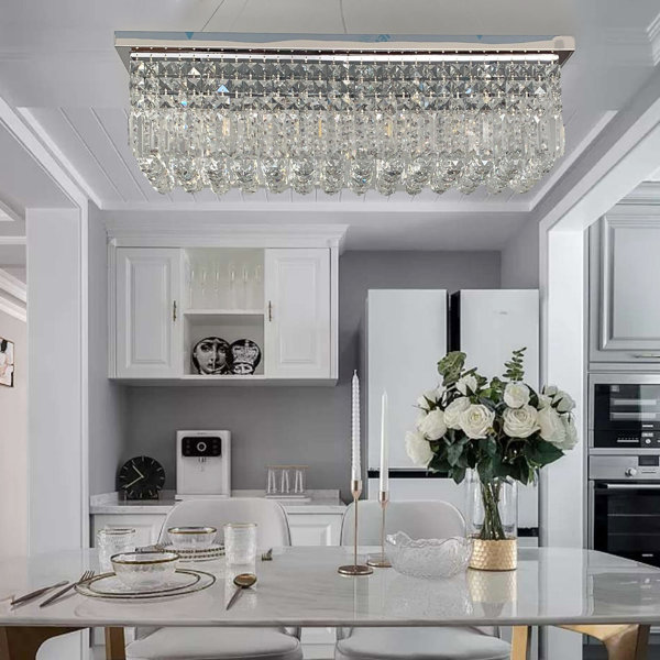 Mercer41 Kearan 5 - Light Kitchen Island Dimmable Rectangle Chandelier ...