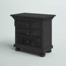Greyleigh™ Waylon 3 - Drawer Solid Wood Nightstand in Black/Silver ...