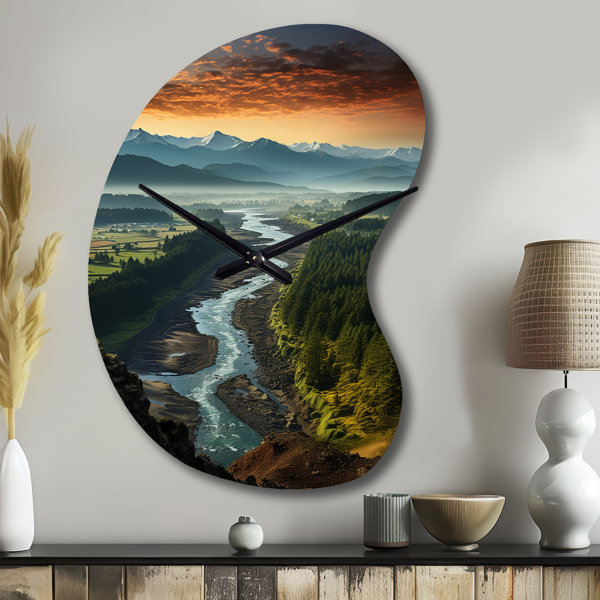 Design Art Oregon River Landscape III - Boom Shape Oregon 3D Wall Clock ...