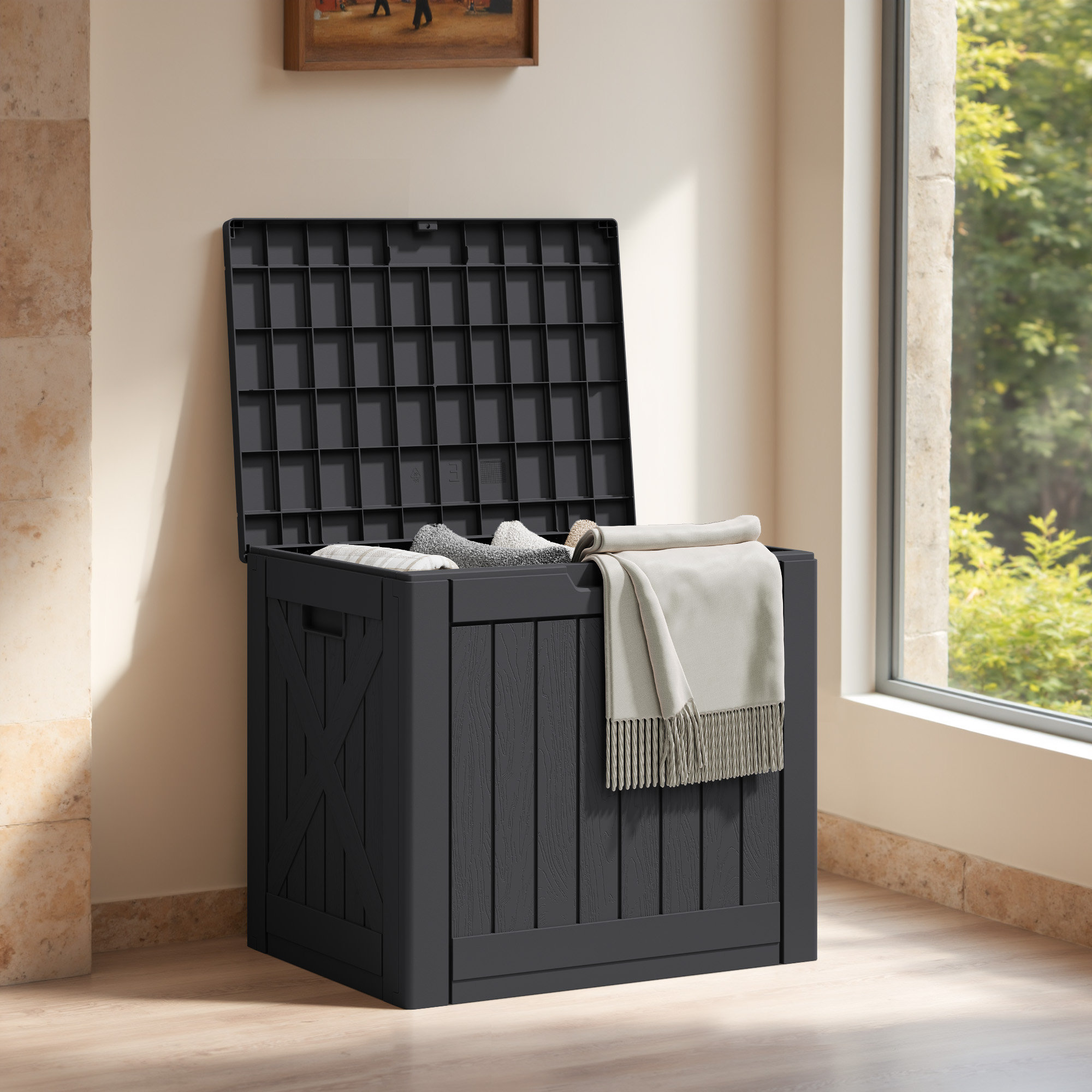 Furmax 40 Gallon Outdoor Indoor Resin Deck Box And Waterproof Package ...