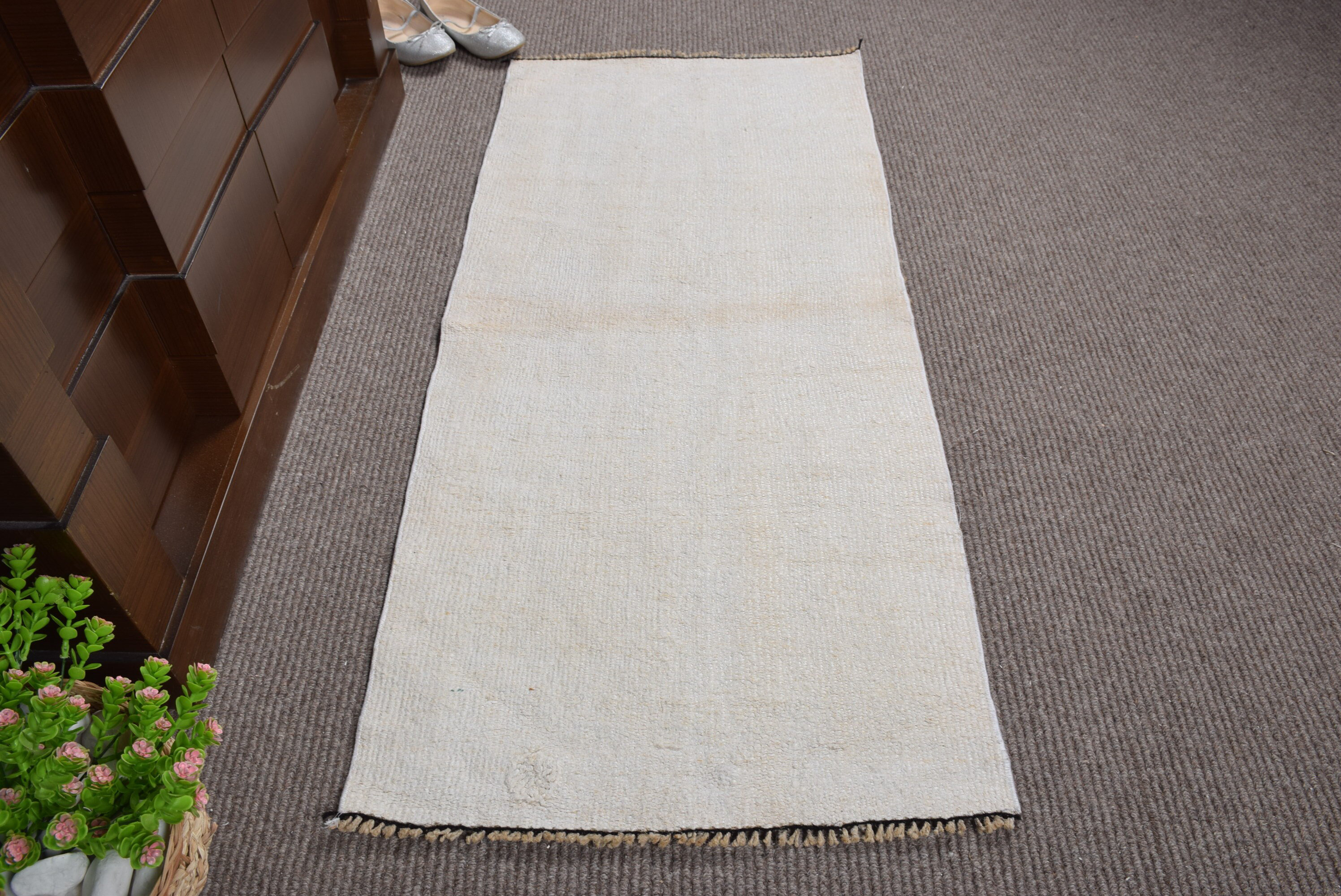 Gracie Oaks Vintage Turkish Oushak Small Beige Rug with Flat Weaving ...