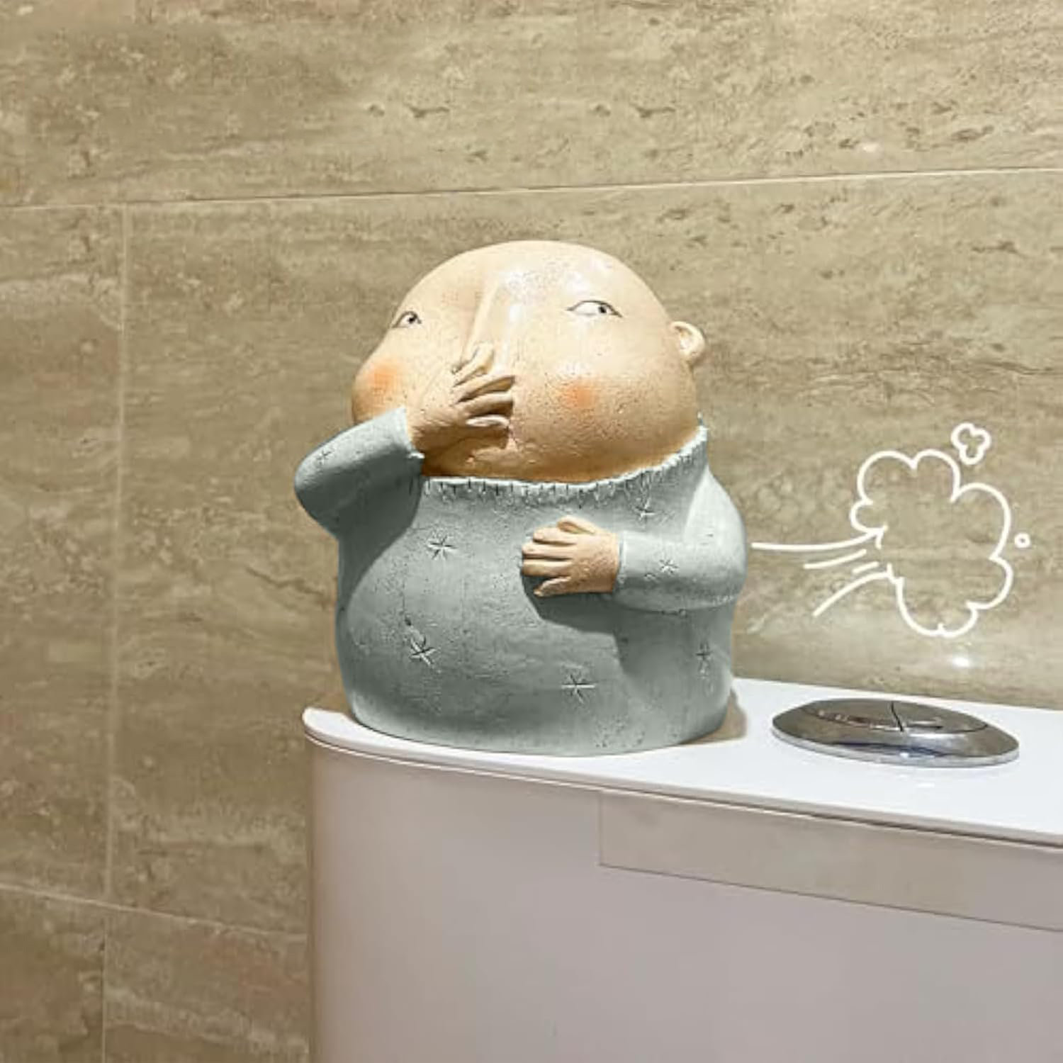 Trinx Whimsical Nose-Holding Boy Statue – Funny Resin Bathroom & Shelf ...